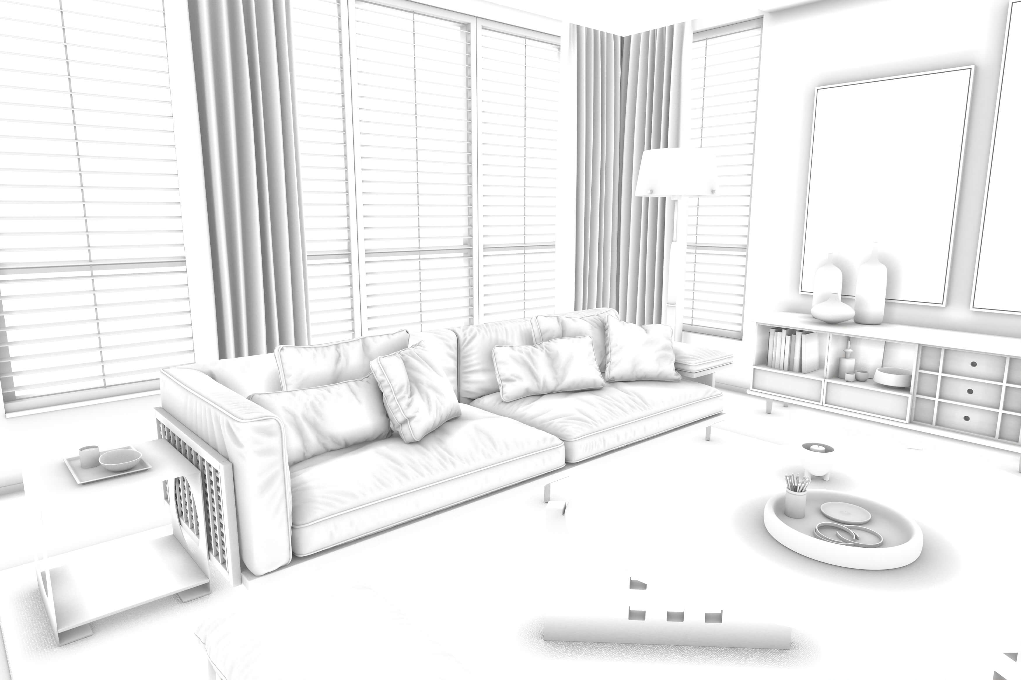 Living Room Interior - 3D Model by Maker20
