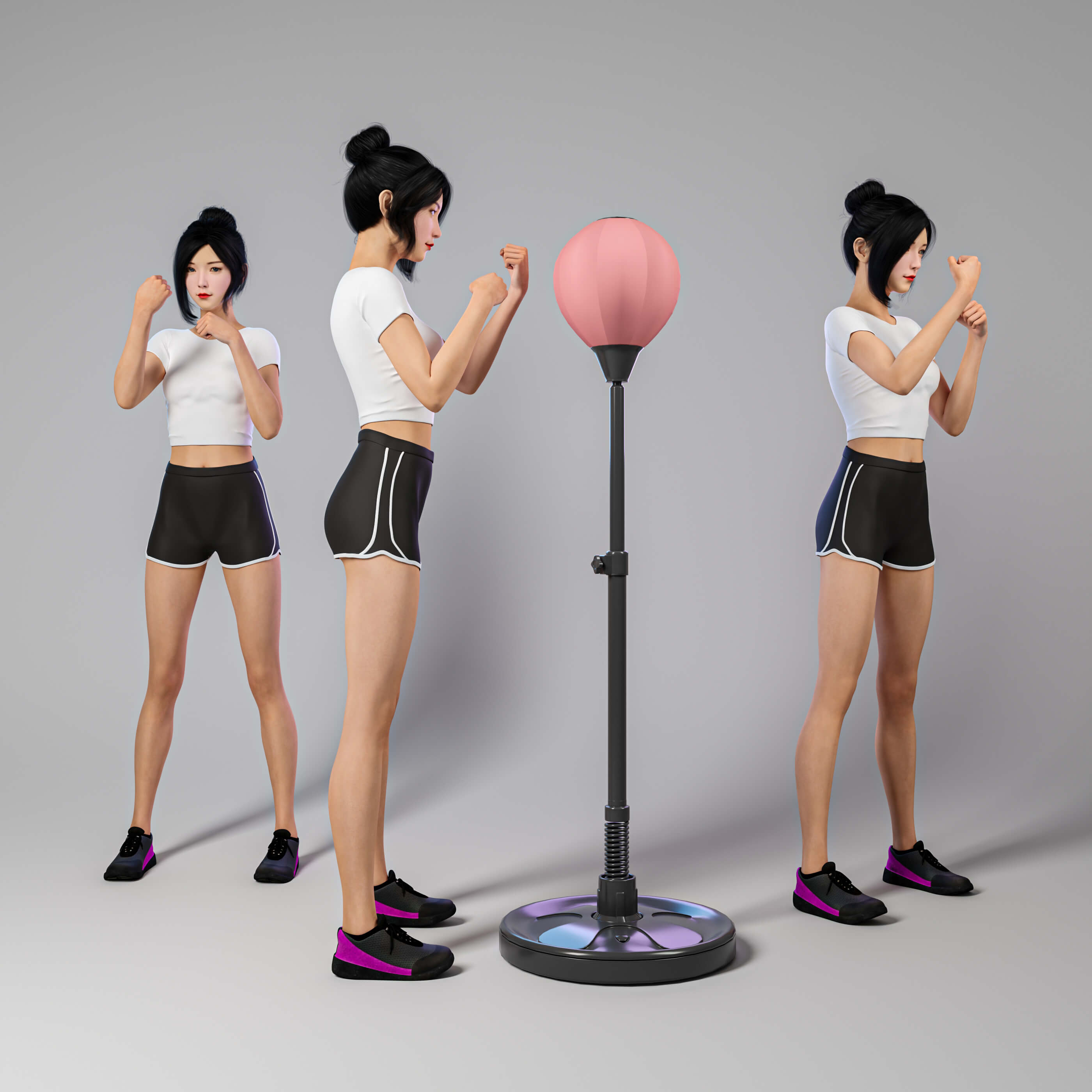 A Fitness Girl Practicing Boxing - 3D Model by Maker20