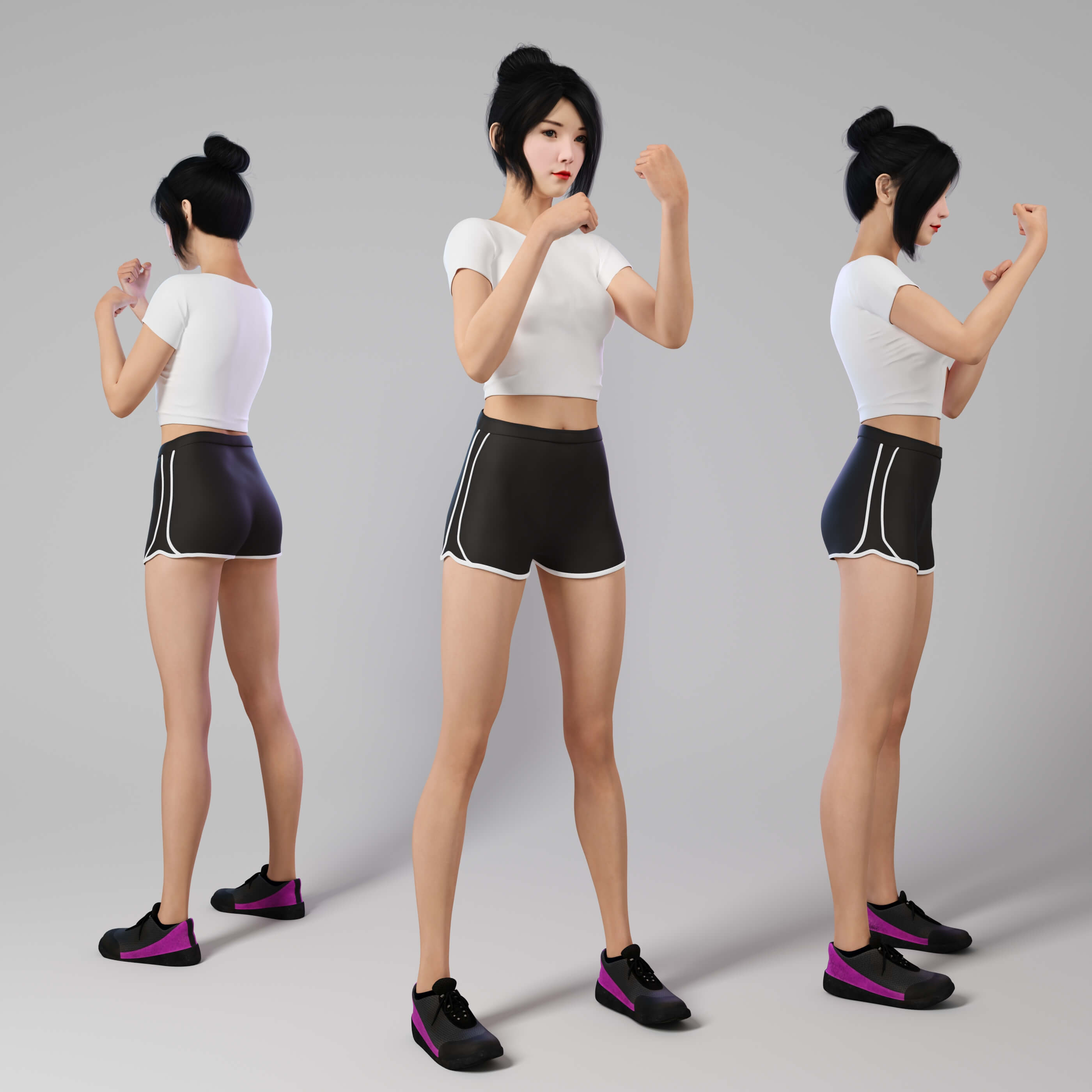 A Fitness Girl Practicing Boxing - 3D Model by Maker20