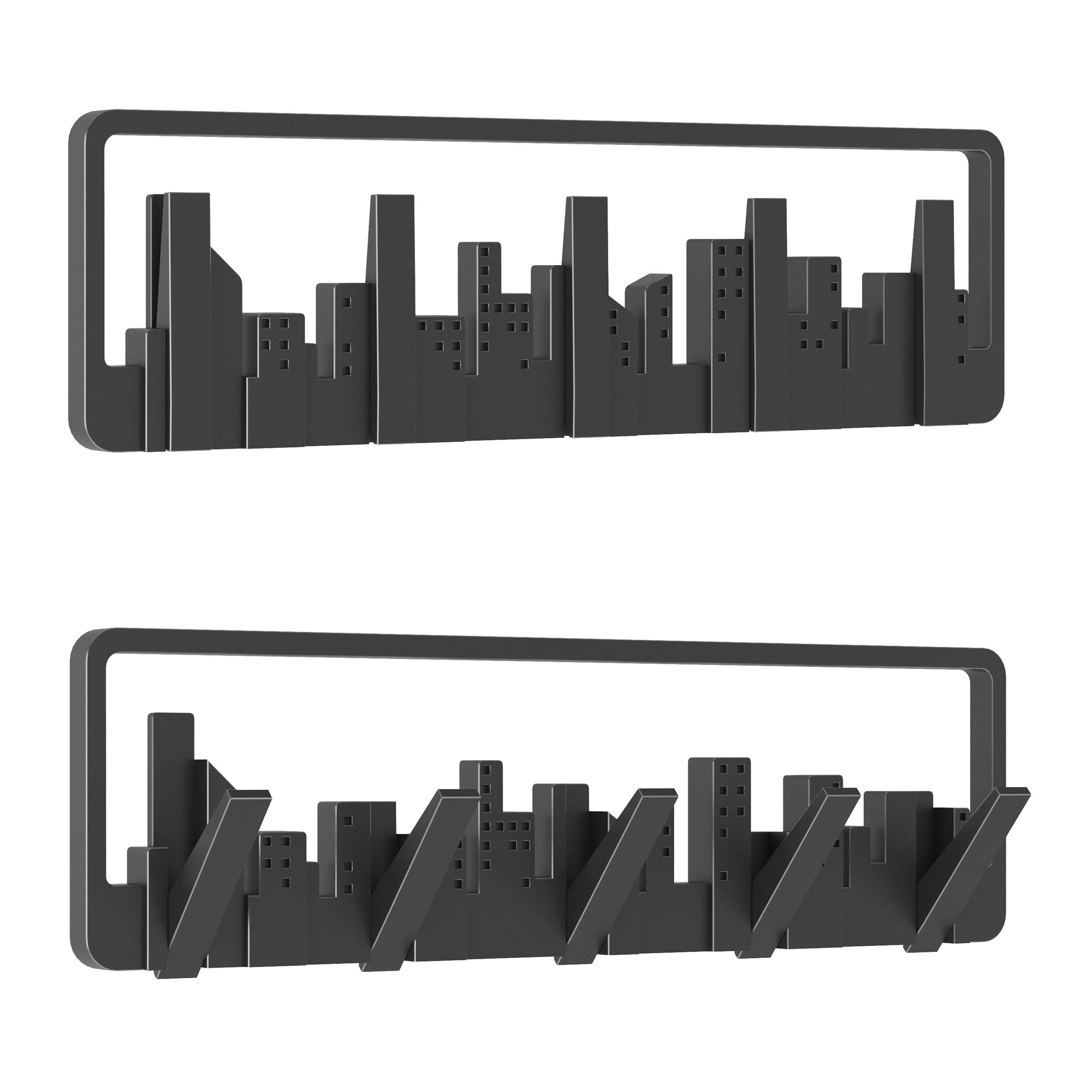 Umbra Skyline Multi-Hook Wall-Mount Coat Rack 3D Render