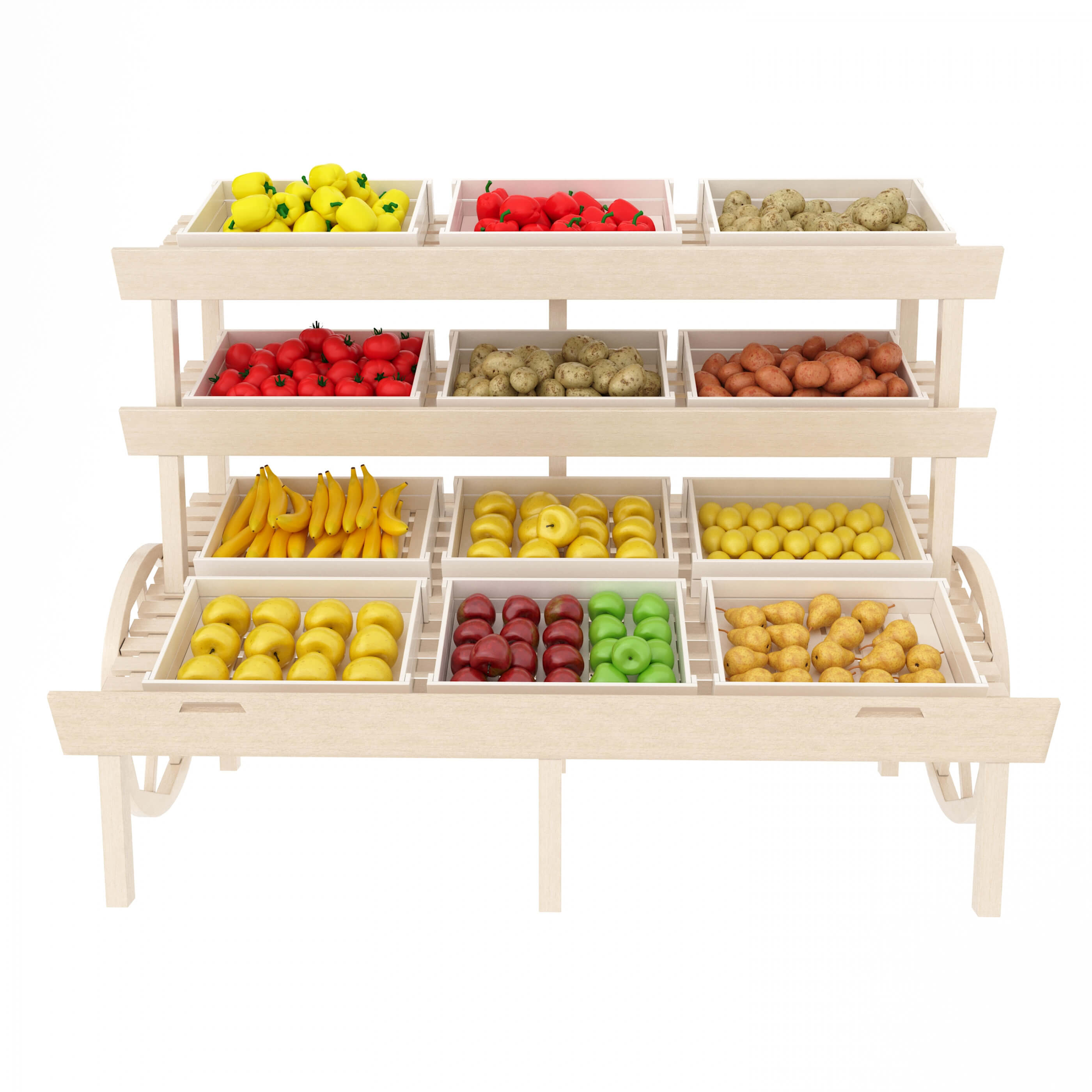 Supermarket Cart for Vegetables and Fruits - 3D Model by maker3d