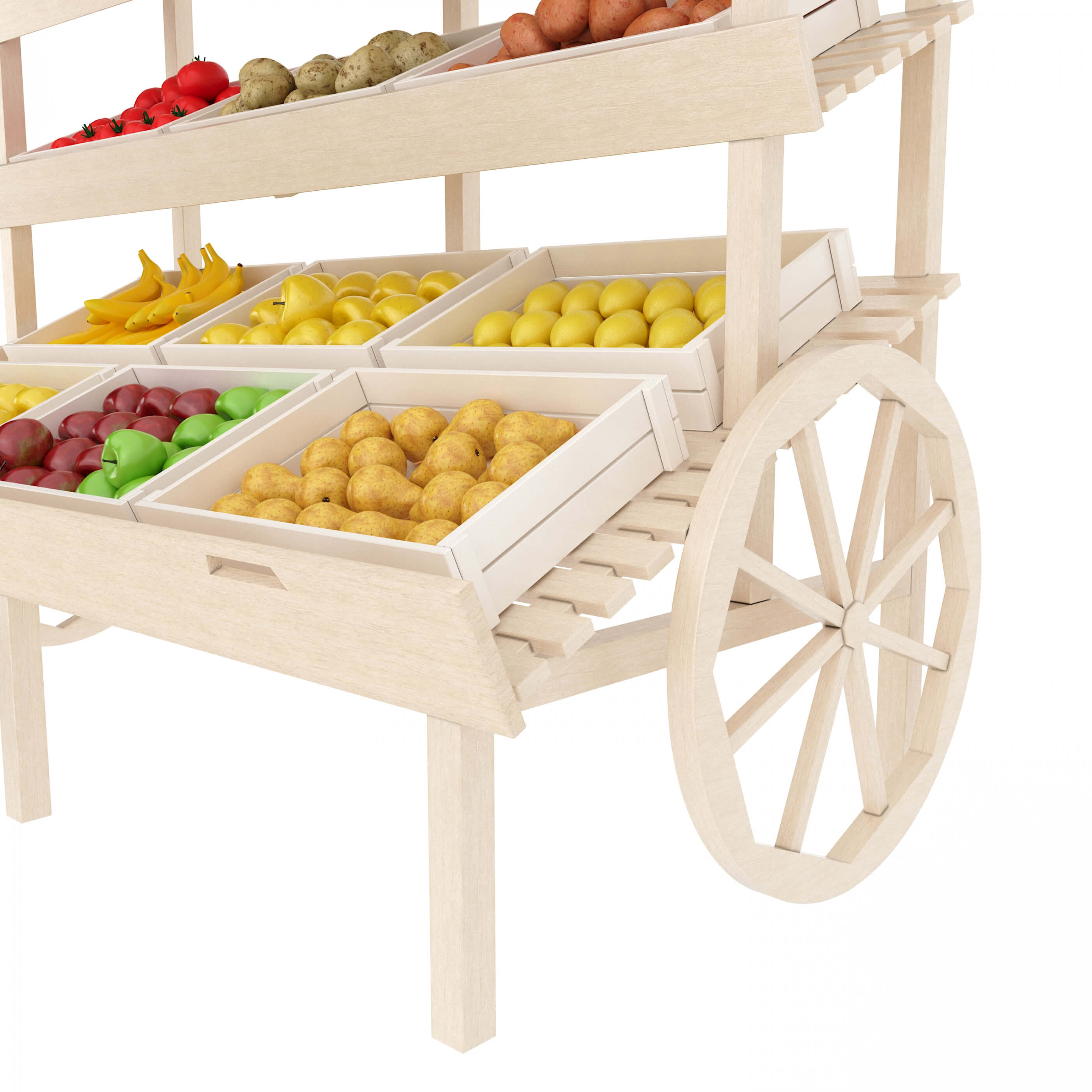 Supermarket Cart for Vegetables and Fruits - 3D Model by maker3d