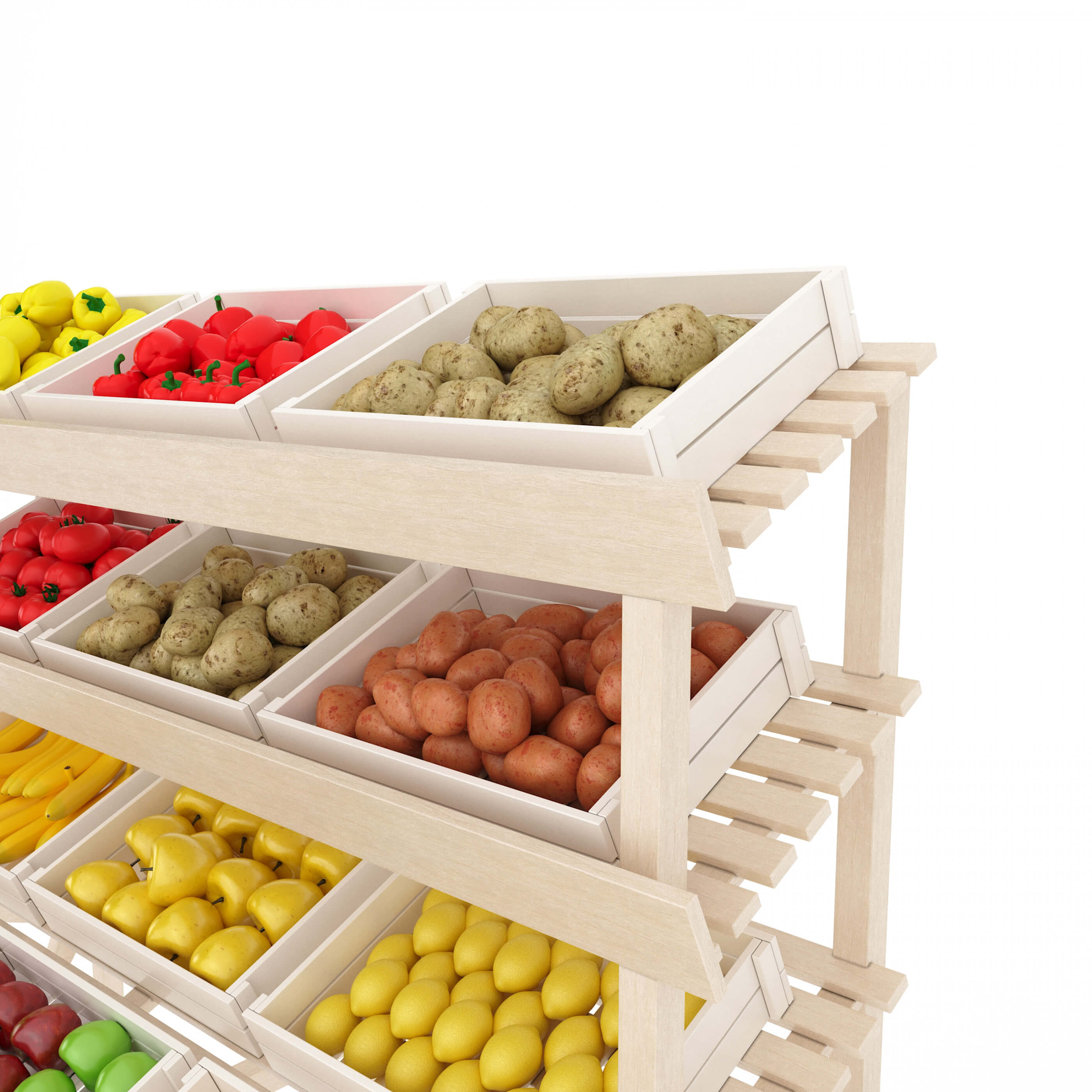 Supermarket Cart for Vegetables and Fruits - 3D Model by maker3d