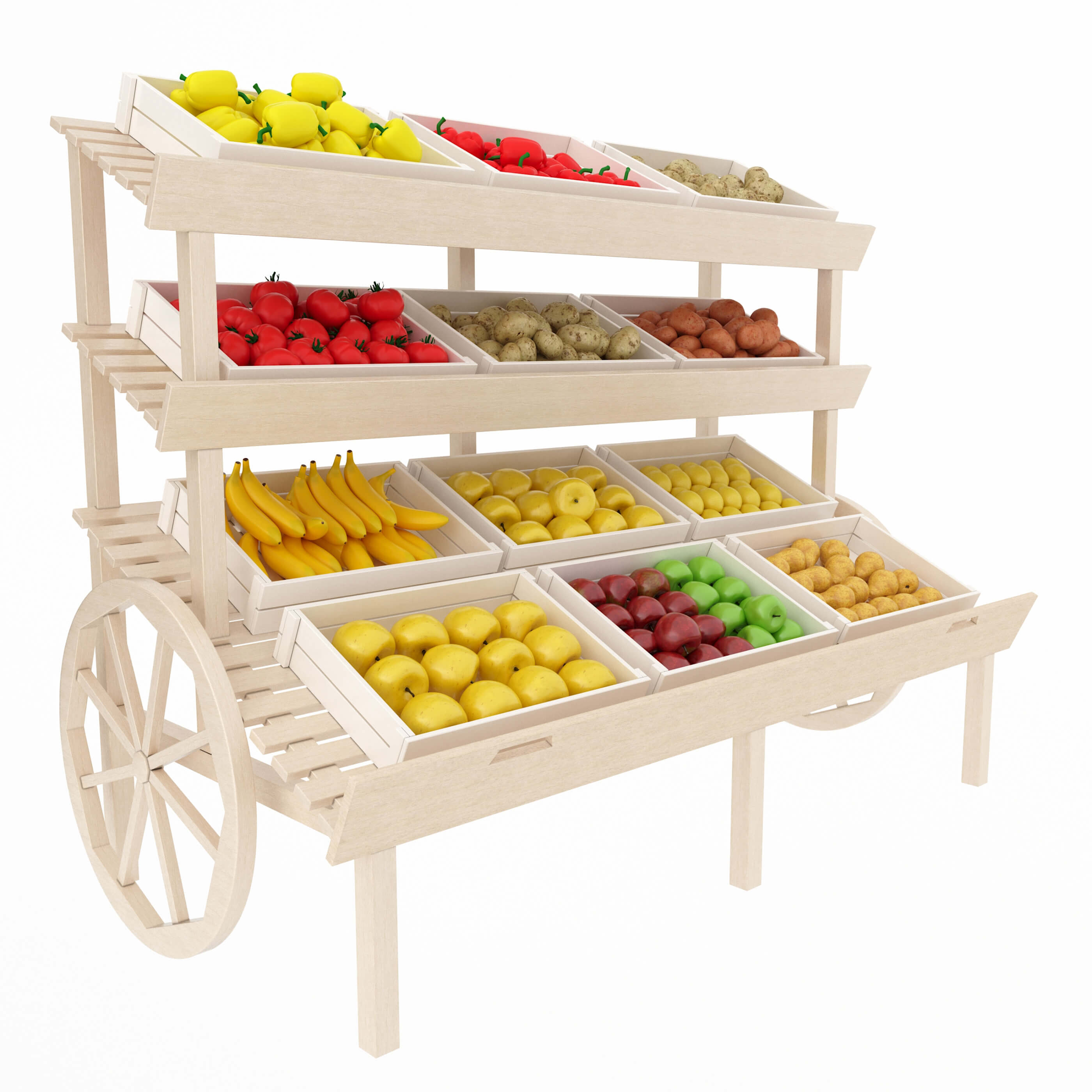 Supermarket Cart for Vegetables and Fruits - 3D Model by maker3d