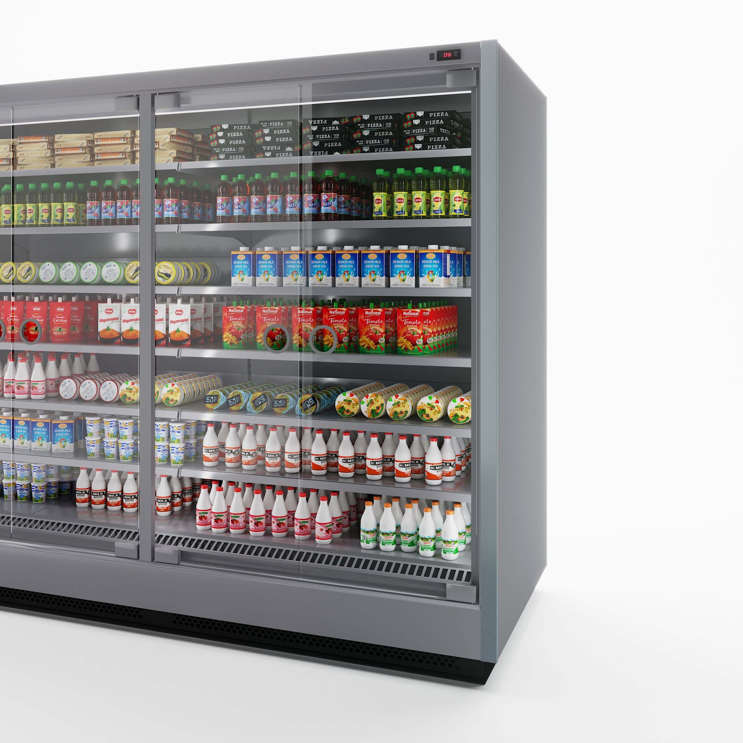 Vertical Glass Door Fridge - 3D Model by maker3d