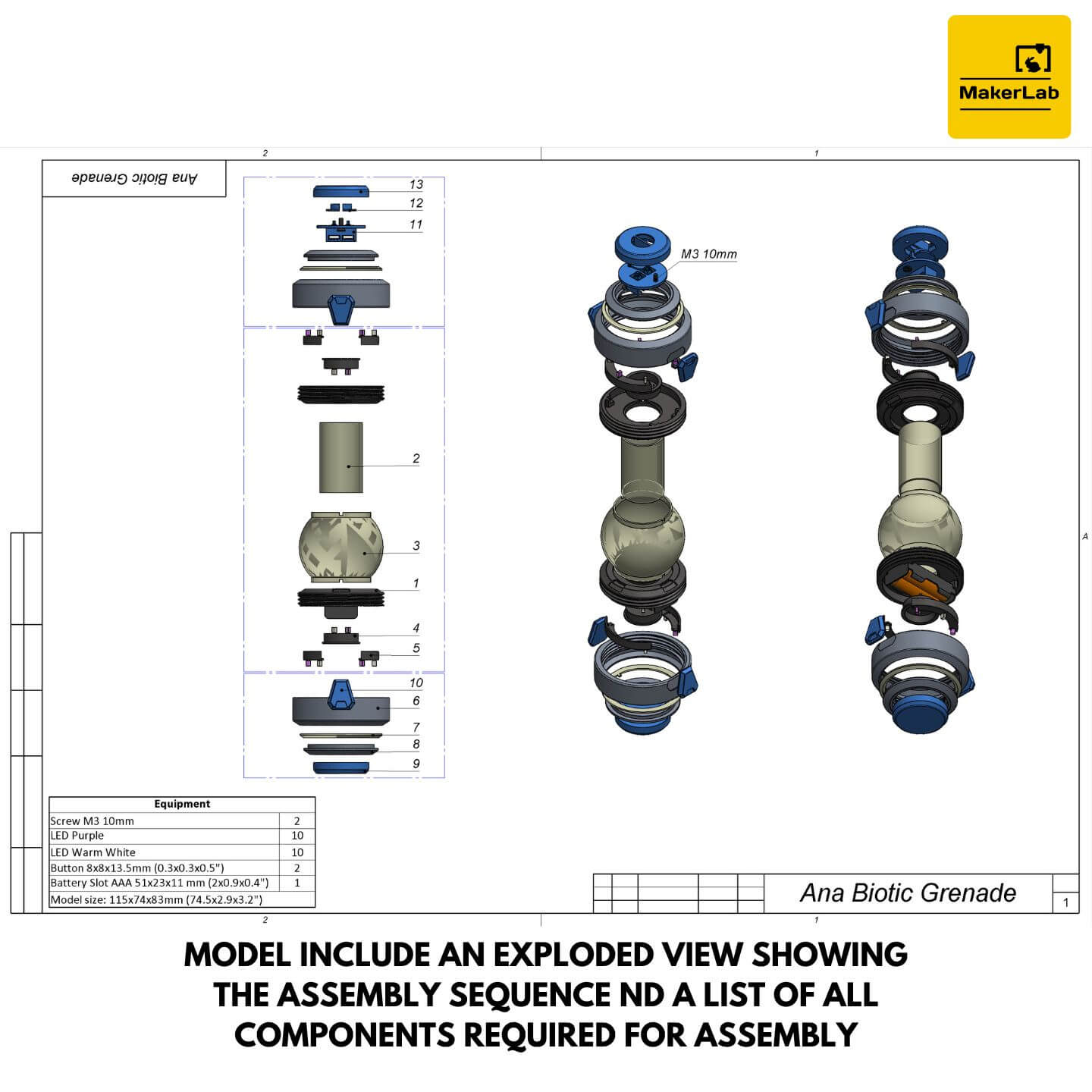 Ana Biotic Grenade - Overwatch - STL OBJ CAD Commercial Use 3D Model by ...