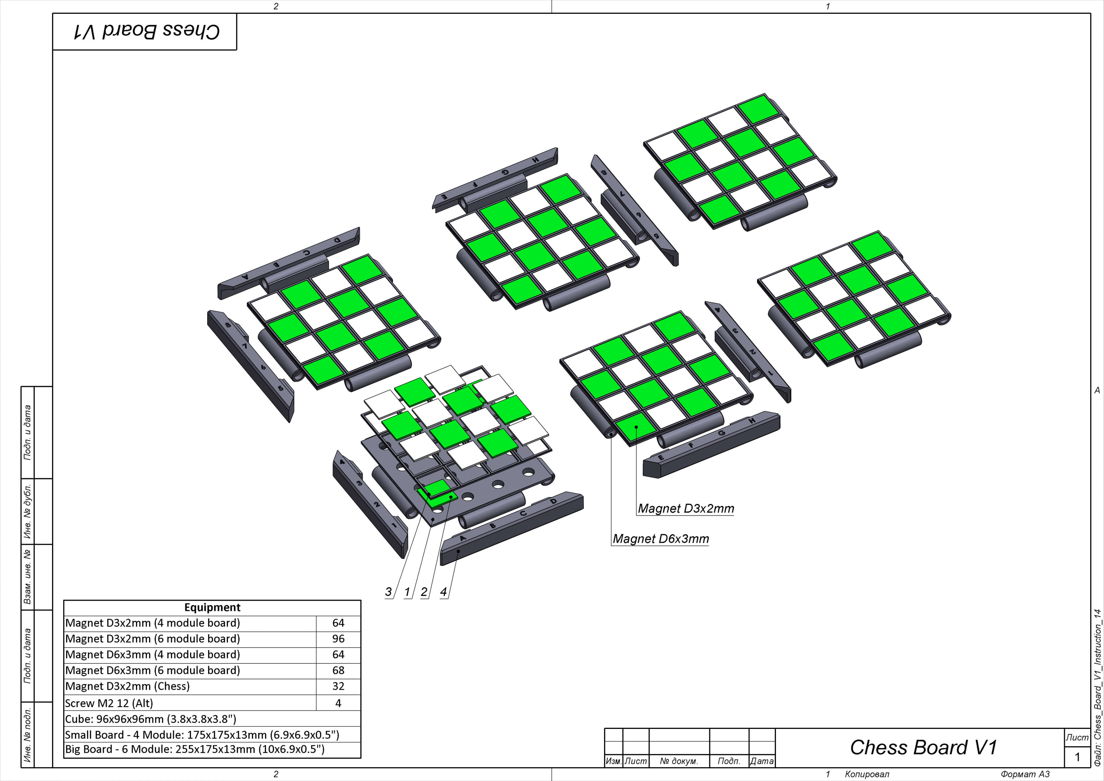 Cube Chess Board - Printable 3D Model - Stl Files - Type 1 by MakerLab