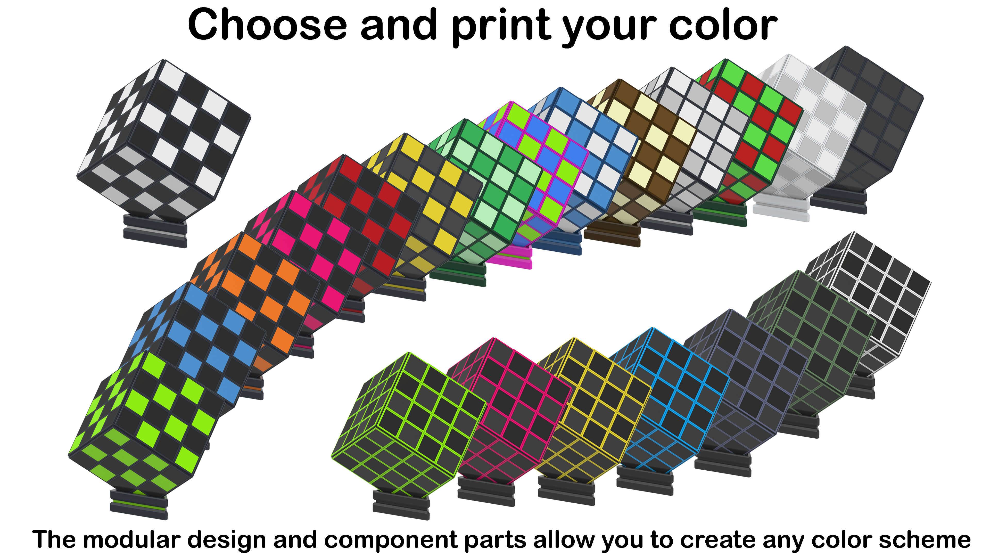 Cube Chess Board - Printable 3D Model - STL Files - Type 2 by MakerLab