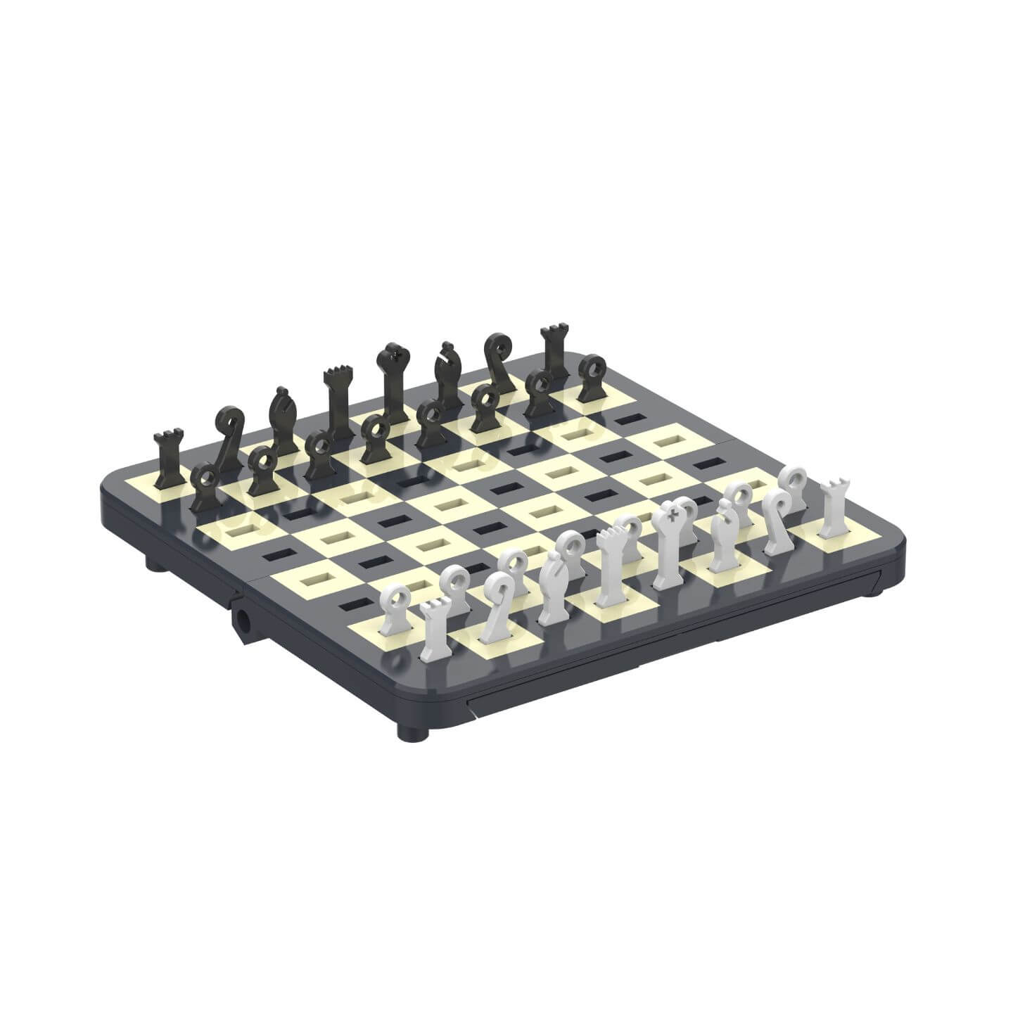 Easy Print Simple Portable Chess Board - Printable 3D Model by MakerLab