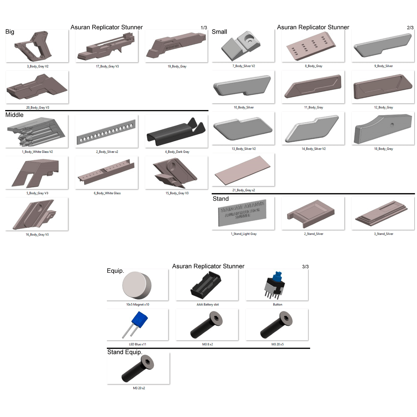 Asuran Replicator Stunner - Stargate - Printable 3d model - 3D Render