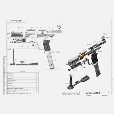 Halo M6C Socom - STL OBJ CAD Bundle - Commercial Use 3D Model by MakerLab