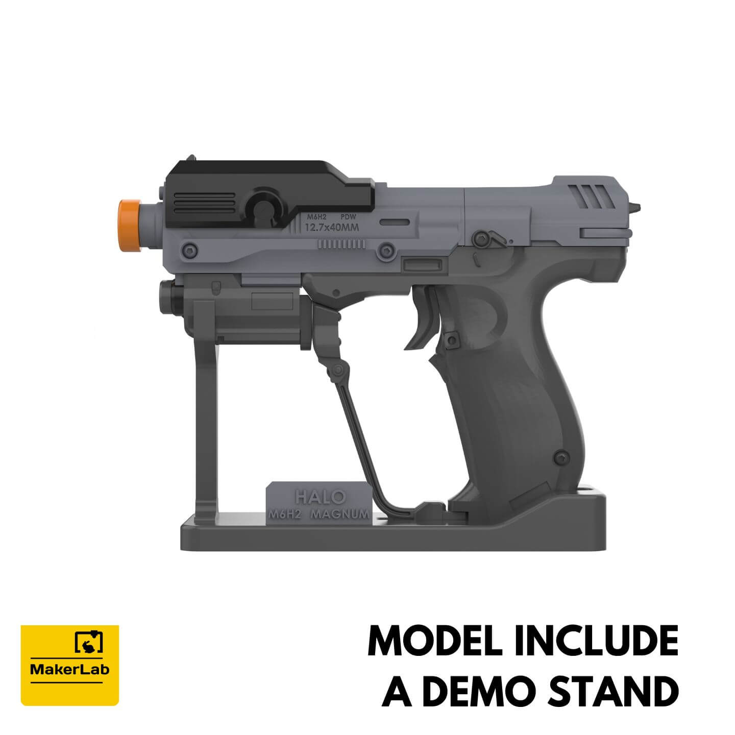 Halo M6H2 Magnum - Printable Stl 3D Model - Personal Use by MakerLab