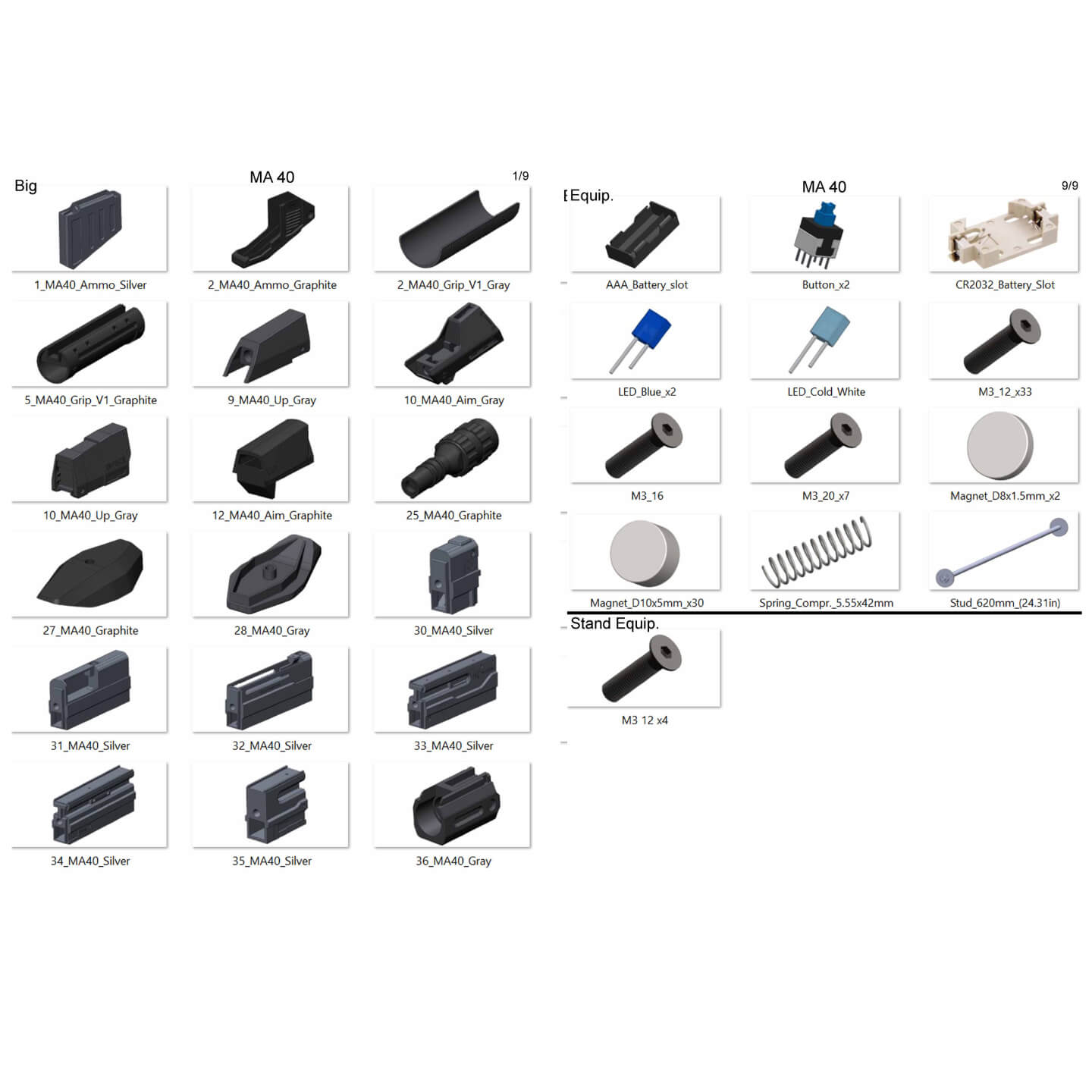 MA40 Assault Rifle - Halo - STL OBJ CAD set - Commercial Use 3D Model ...