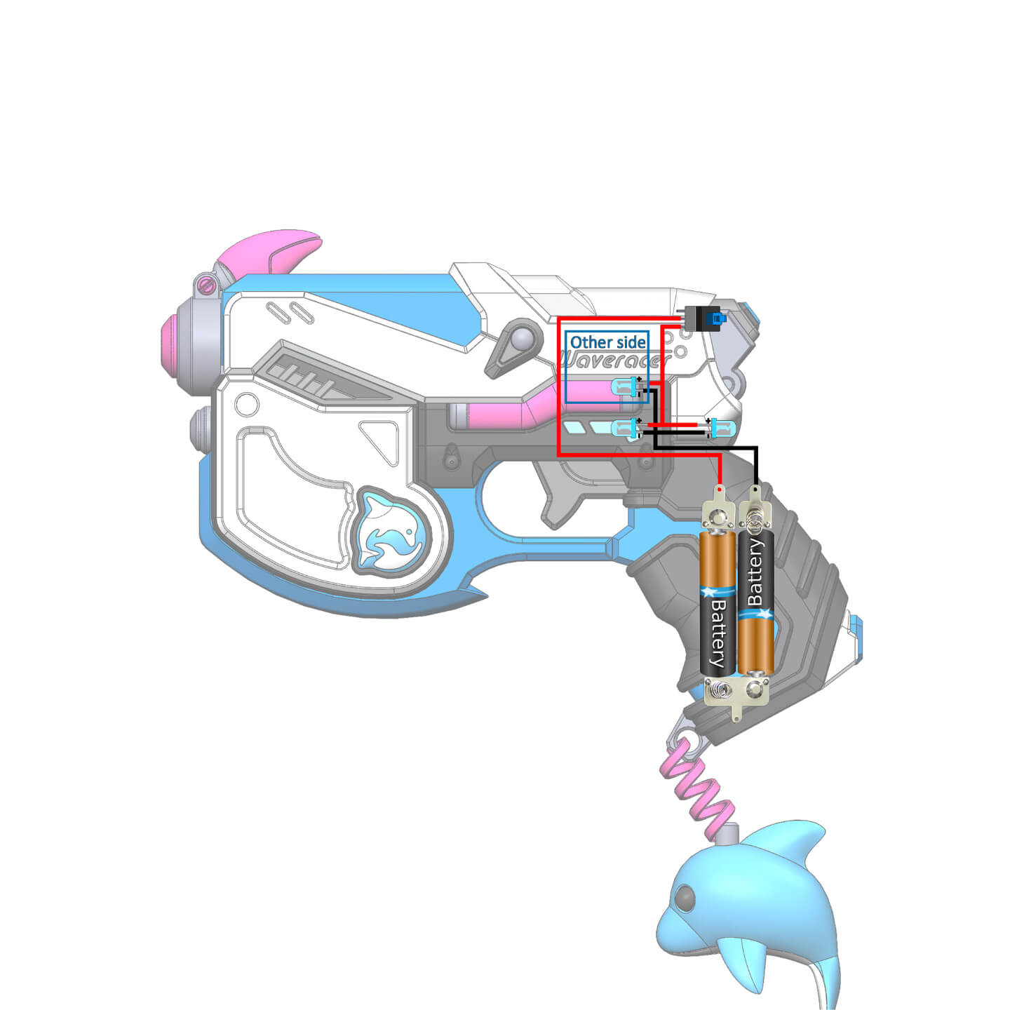 Overwatch DVa Gun Waveracer Skin - STL OBJ CAD Bundle 3D Print Model by MakerLab
