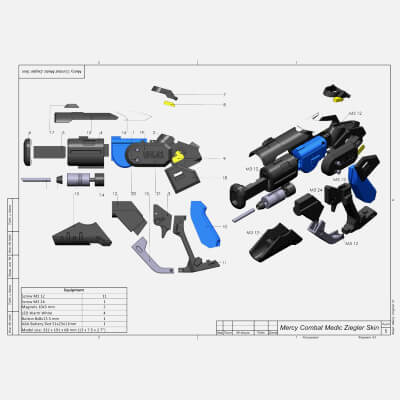 Overwatch Mercy Blaster Combat Medic Ziegler - STL OBJ CAD 3D Model by ...