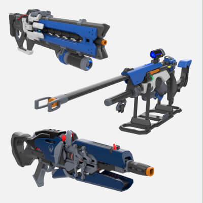 Overwatch Rifles Bundle - 3 Models - Commercial Use 3D Model by MakerLab