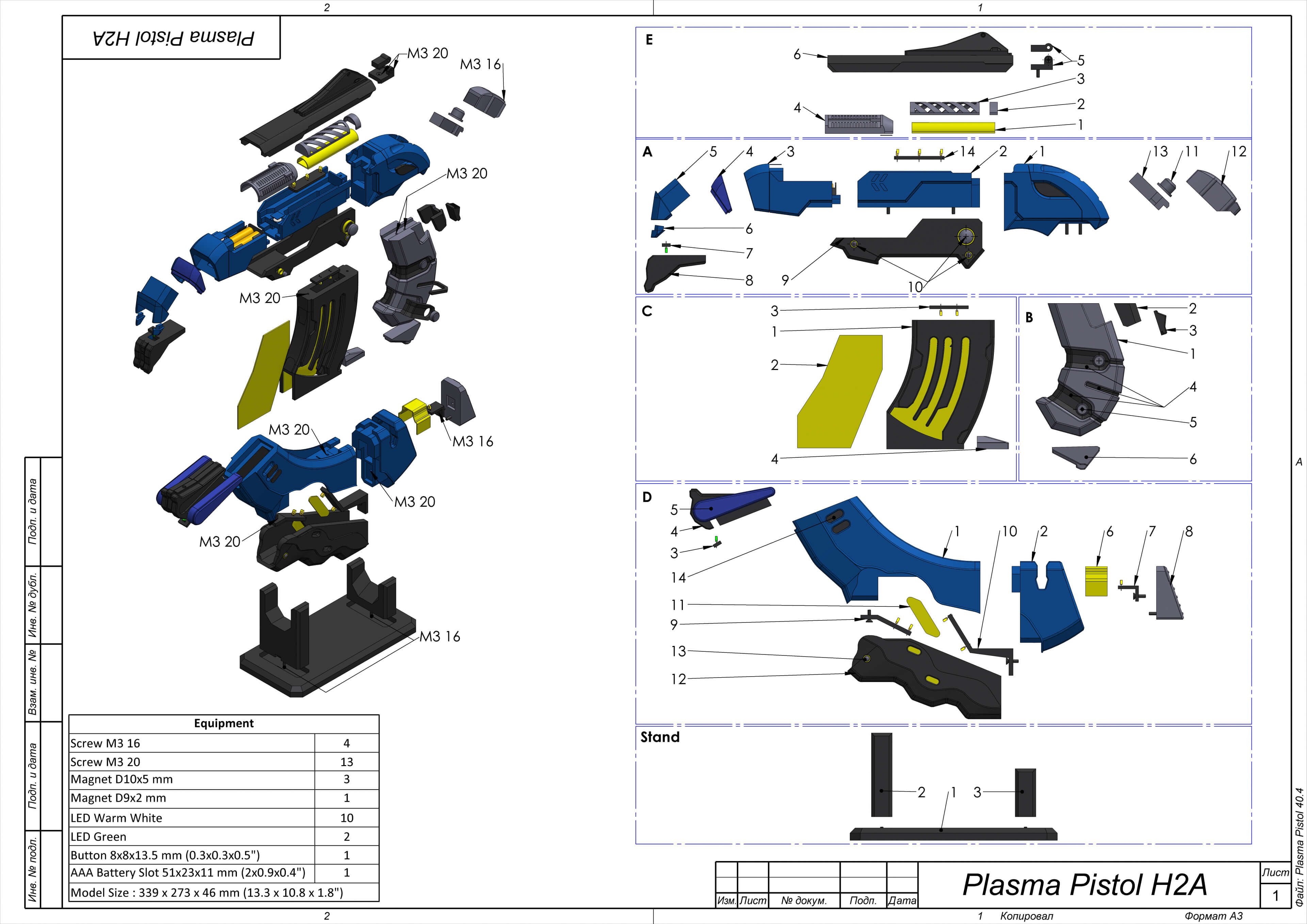 Halo Plasma Pistol H2A - 3D Print Model by MakerLab