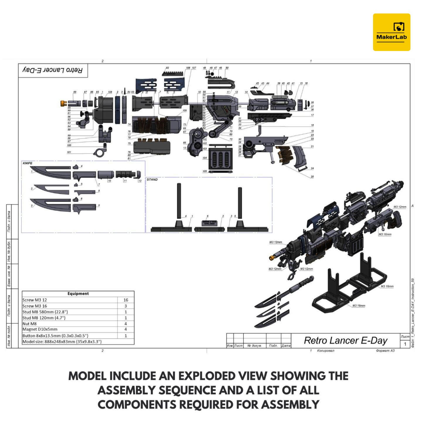 Retro Lancer E-Day Gears of War - STL Files - Personal Use 3D Model by ...