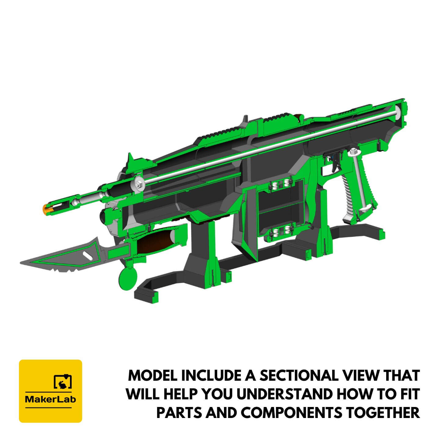 Retro Lancer Gears of War - STL OBJ CAD - Commercial Use 3D Model by ...