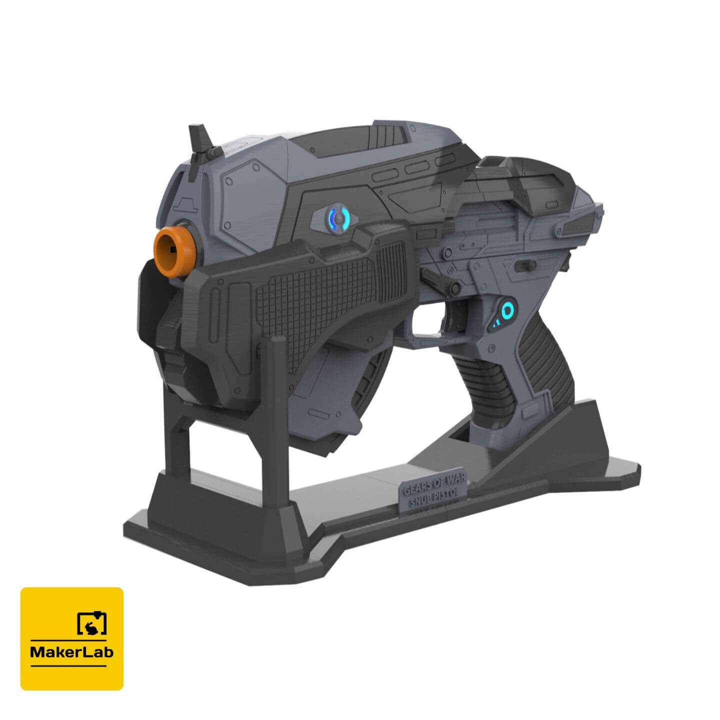 Snub Pistol Gears of War - STL OBJ CAD - Commercial Use 3D Model by ...