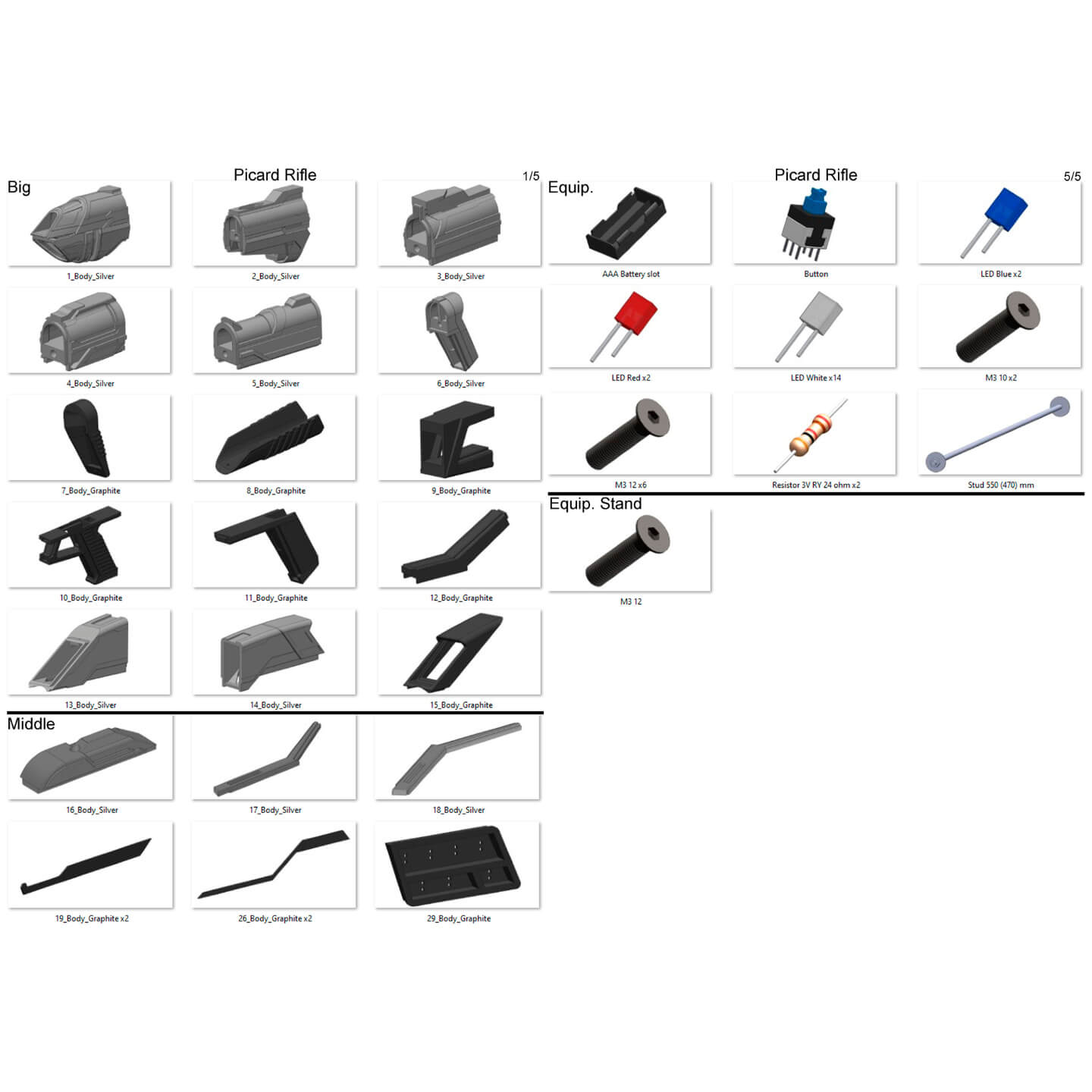 Star Trek Picard Starfleet Phaser Rifle - STL OBJ CAD Bundle 3D Print ...