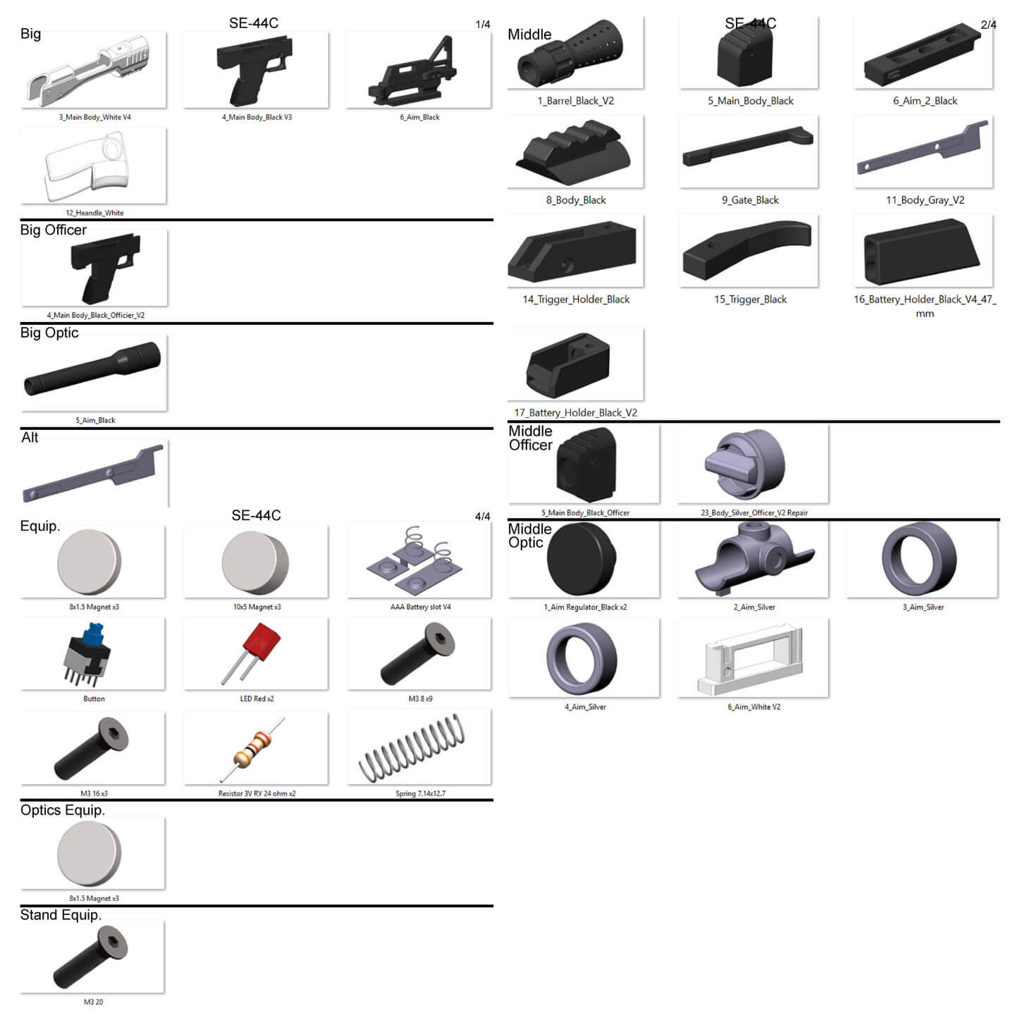 Star Wars SE-44C Blaster 3D Model by MakerLab