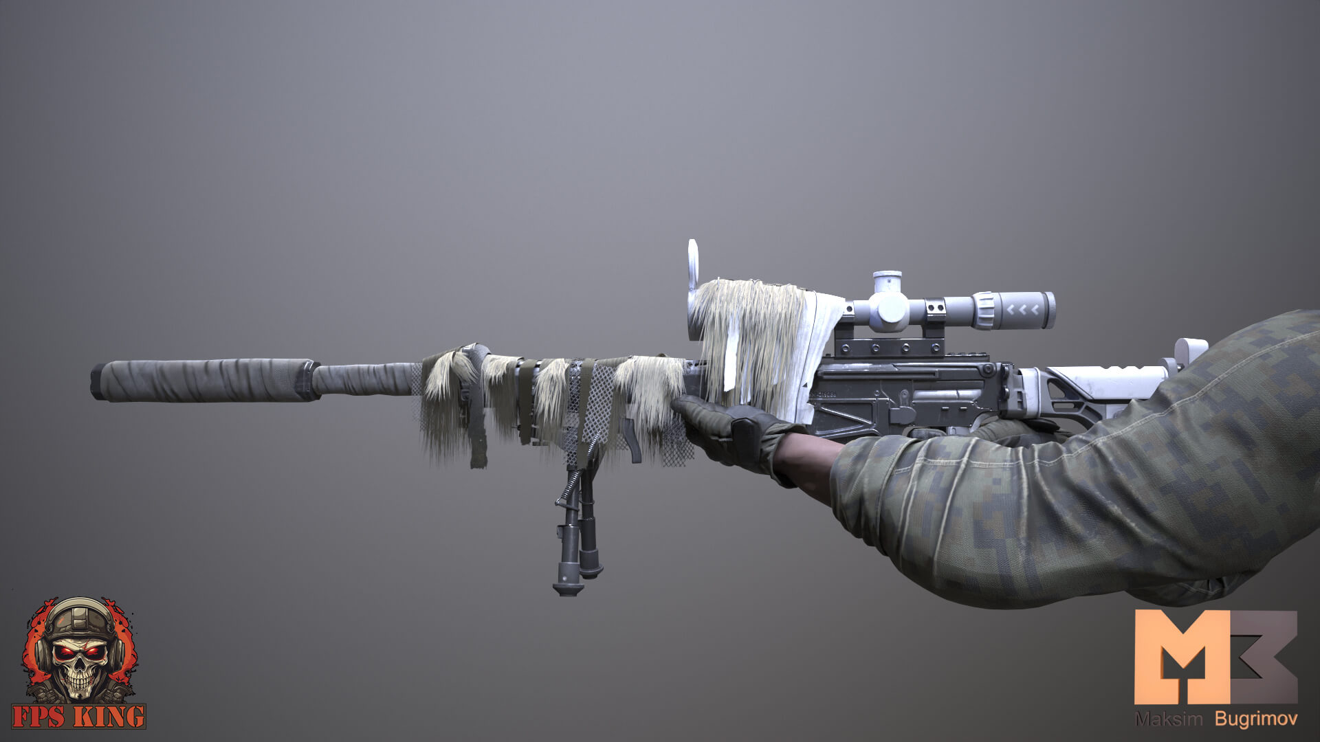 FPS Sniper Rifle 03 - 3D Model by Maksim_Bugrimov