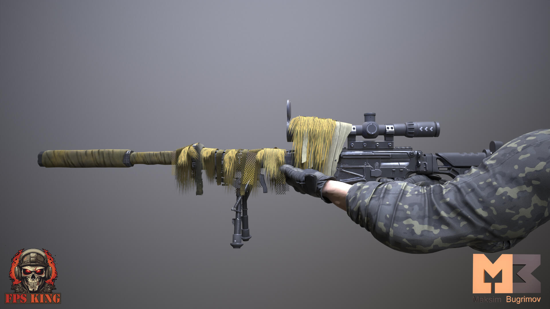 FPS Sniper Rifle 03 - 3D Model by Maksim_Bugrimov