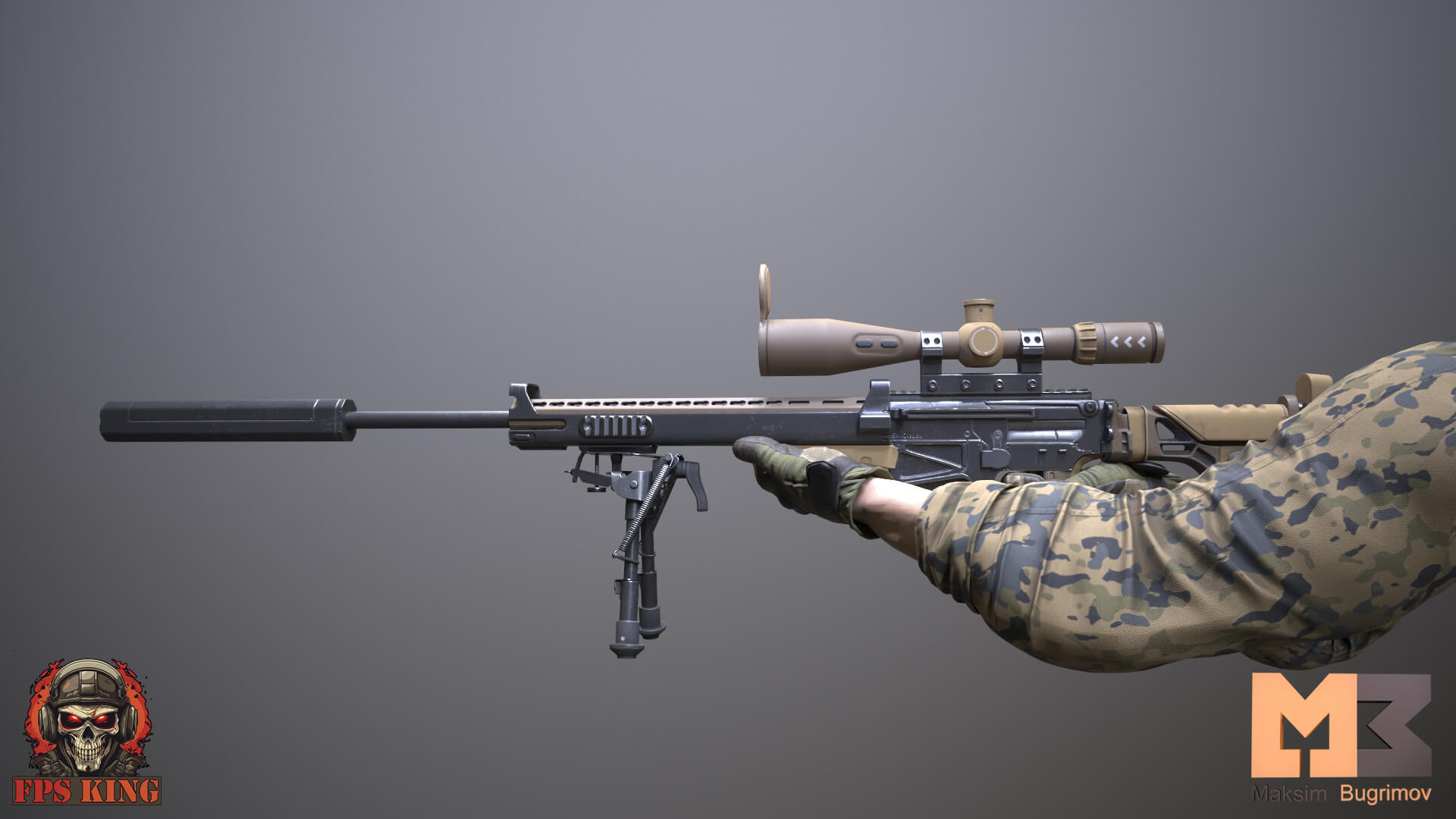FPS Sniper Rifle 03 - 3D Model by Maksim_Bugrimov