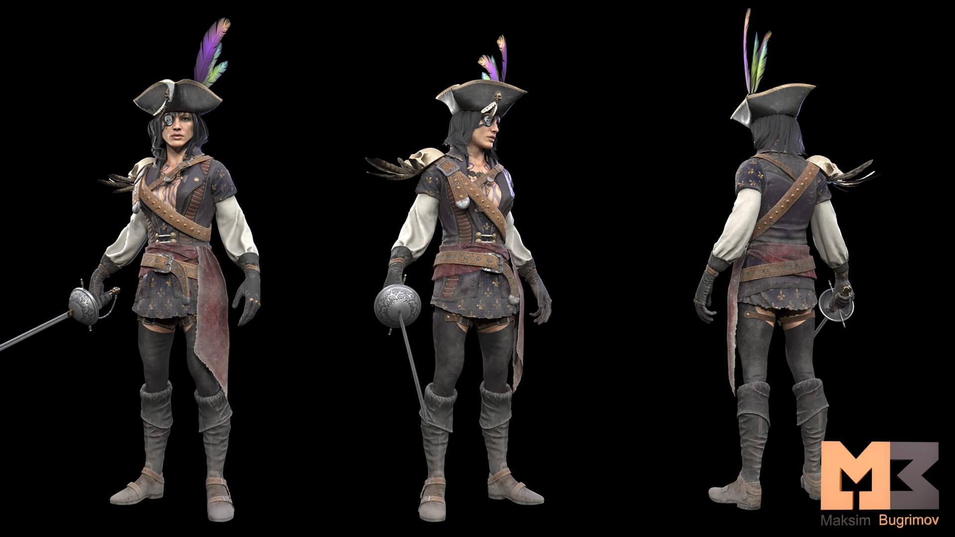 Pirate Female - 3D Model by Maksim_Bugrimov