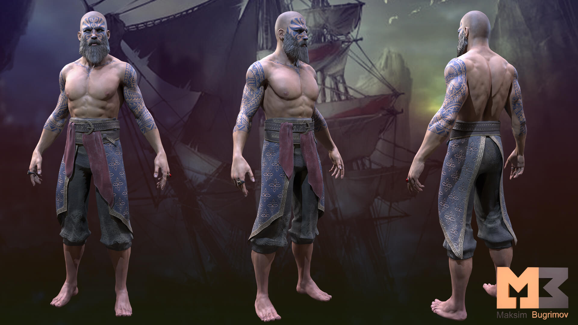 Pirate Character Captain - Free 3D Model by Maksim_Bugrimov