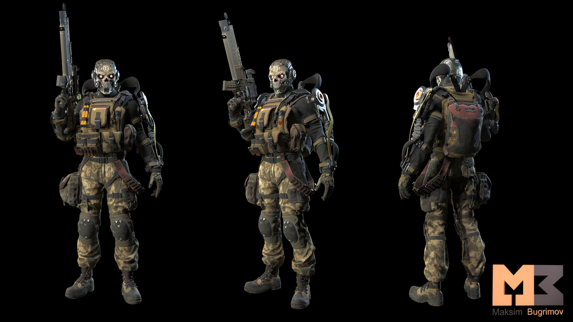 Soldier Future 01 - 3D Model by Maksim_Bugrimov