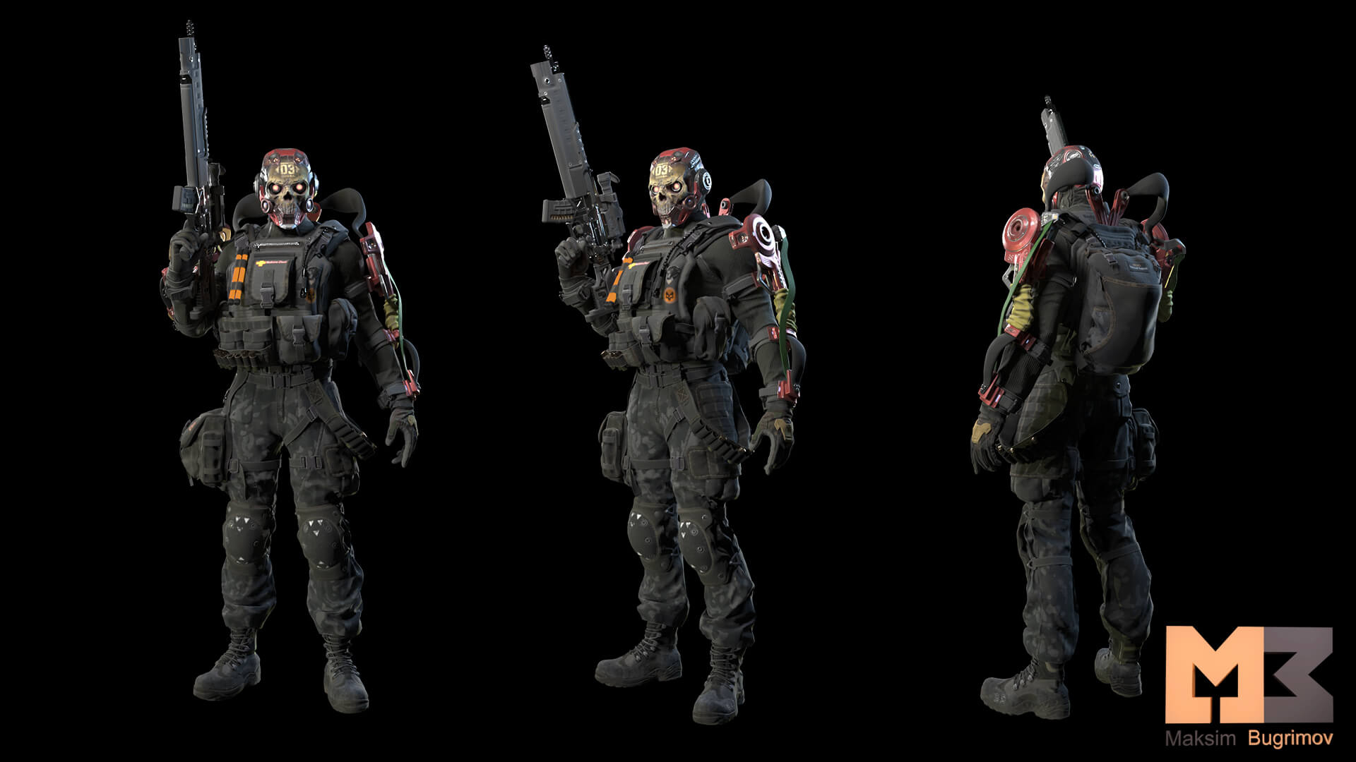 Soldier Future 01 - 3D Model by Maksim_Bugrimov