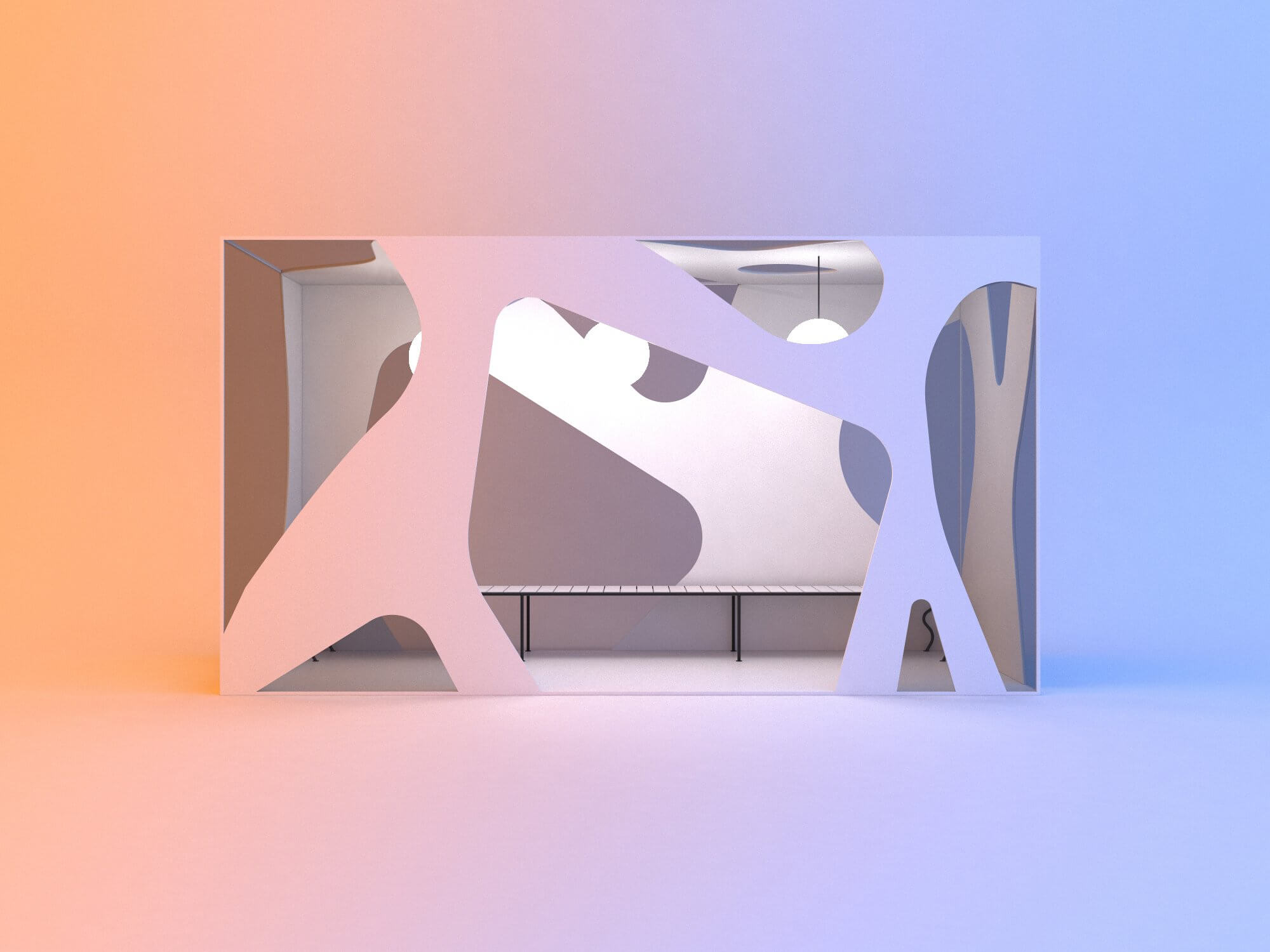 Abstract Original Sci-fi Bus Stop 3D Model by malibusan