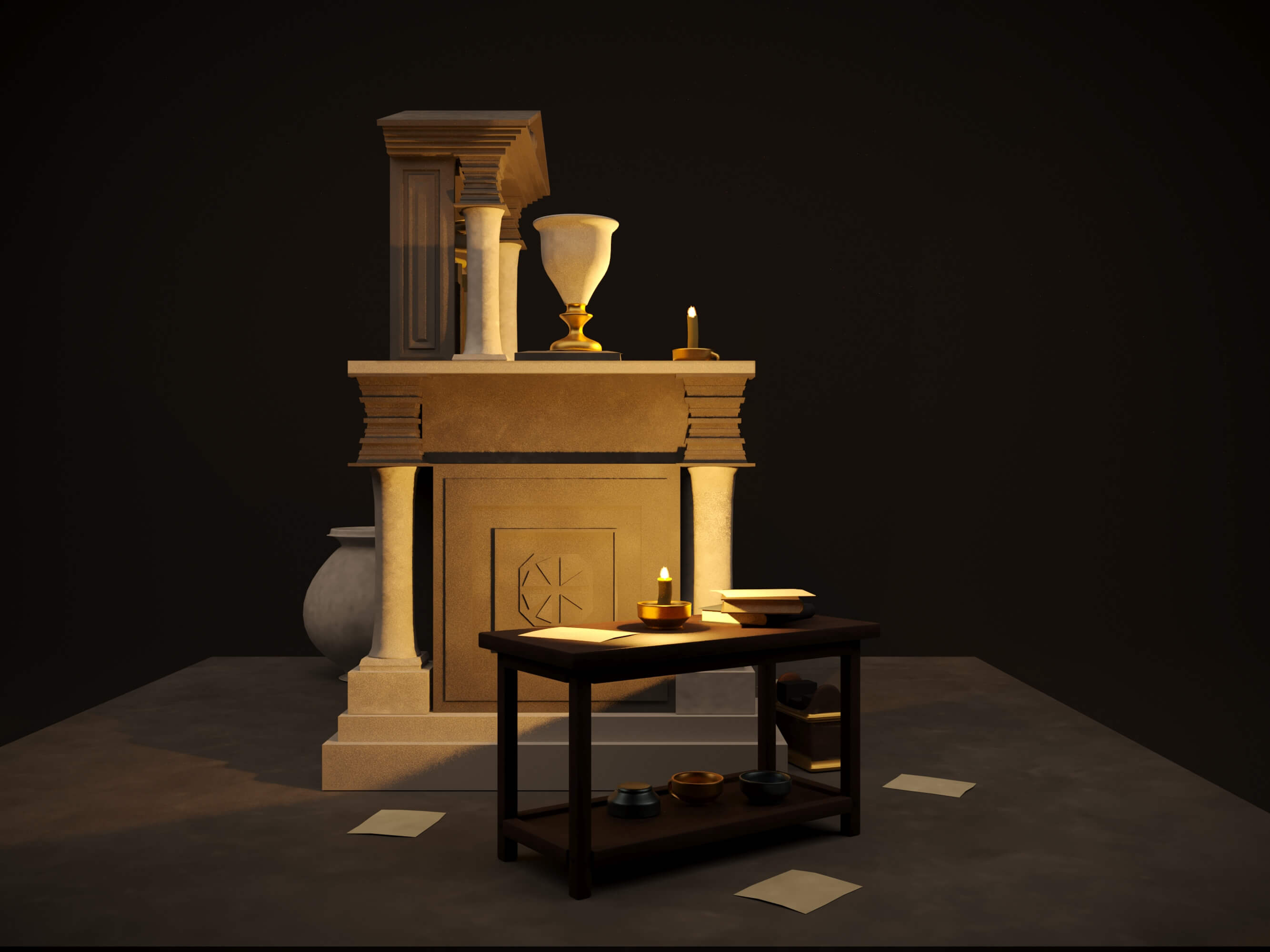 Ancient Dilapidated Historians Desk - 3D Model by malibusan