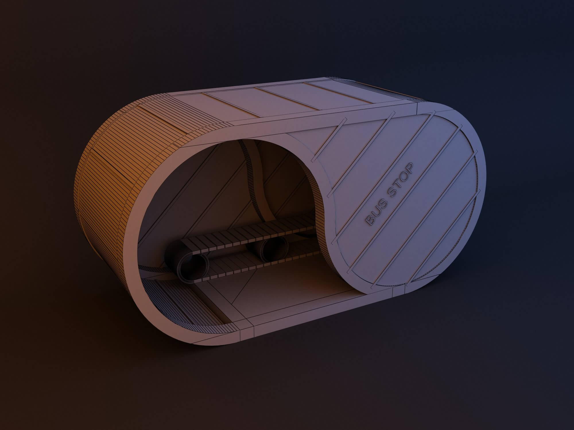 Capsule Sci-fi Futuristic Bus Stop 3D Model by malibusan