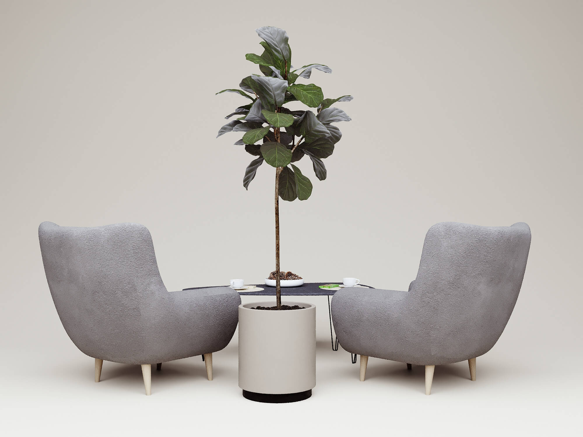 Modern Armchair and Loft Coffee Table - 3D Model by malibusan