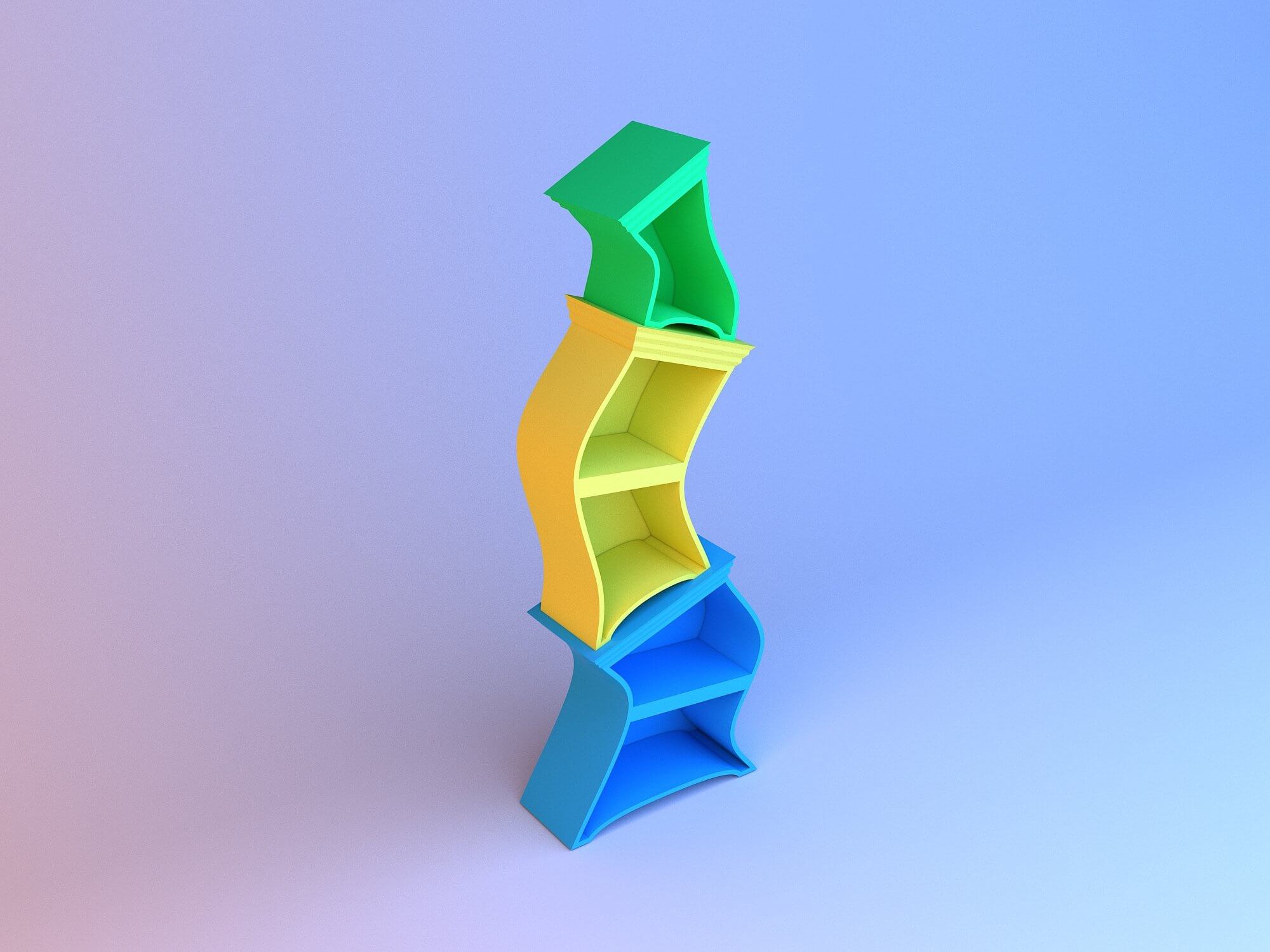 Curved Cupboard - 3D Model by malibusan