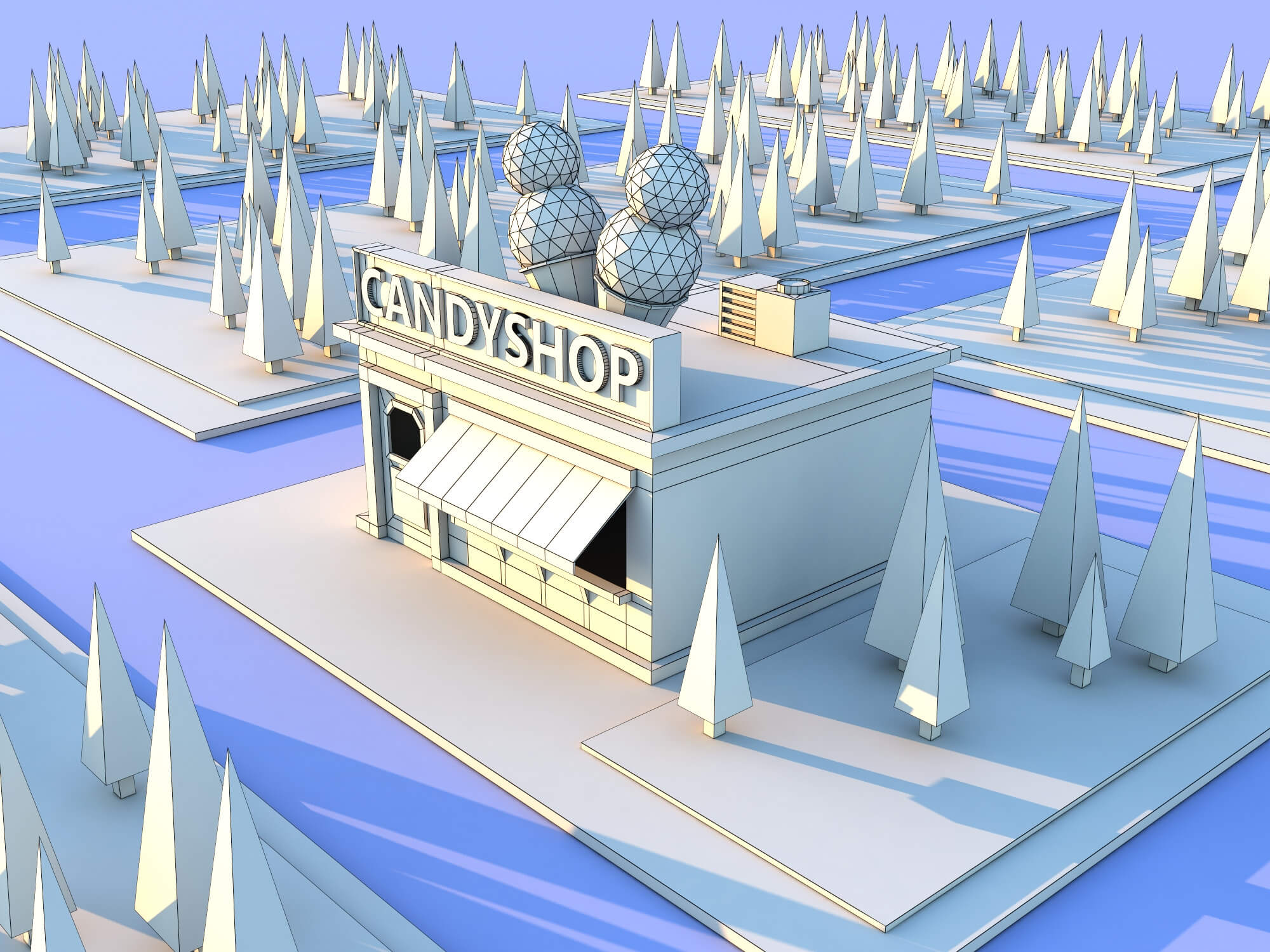 Cute Cartoon Candy Shop - 3D Model by malibusan