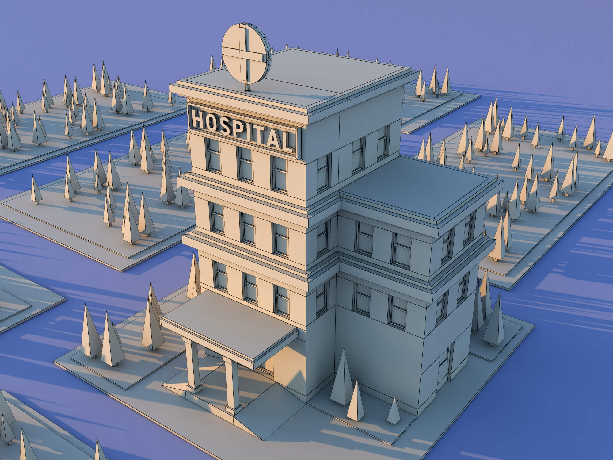 Cute Cartoon City Hospital - 3D Model by malibusan