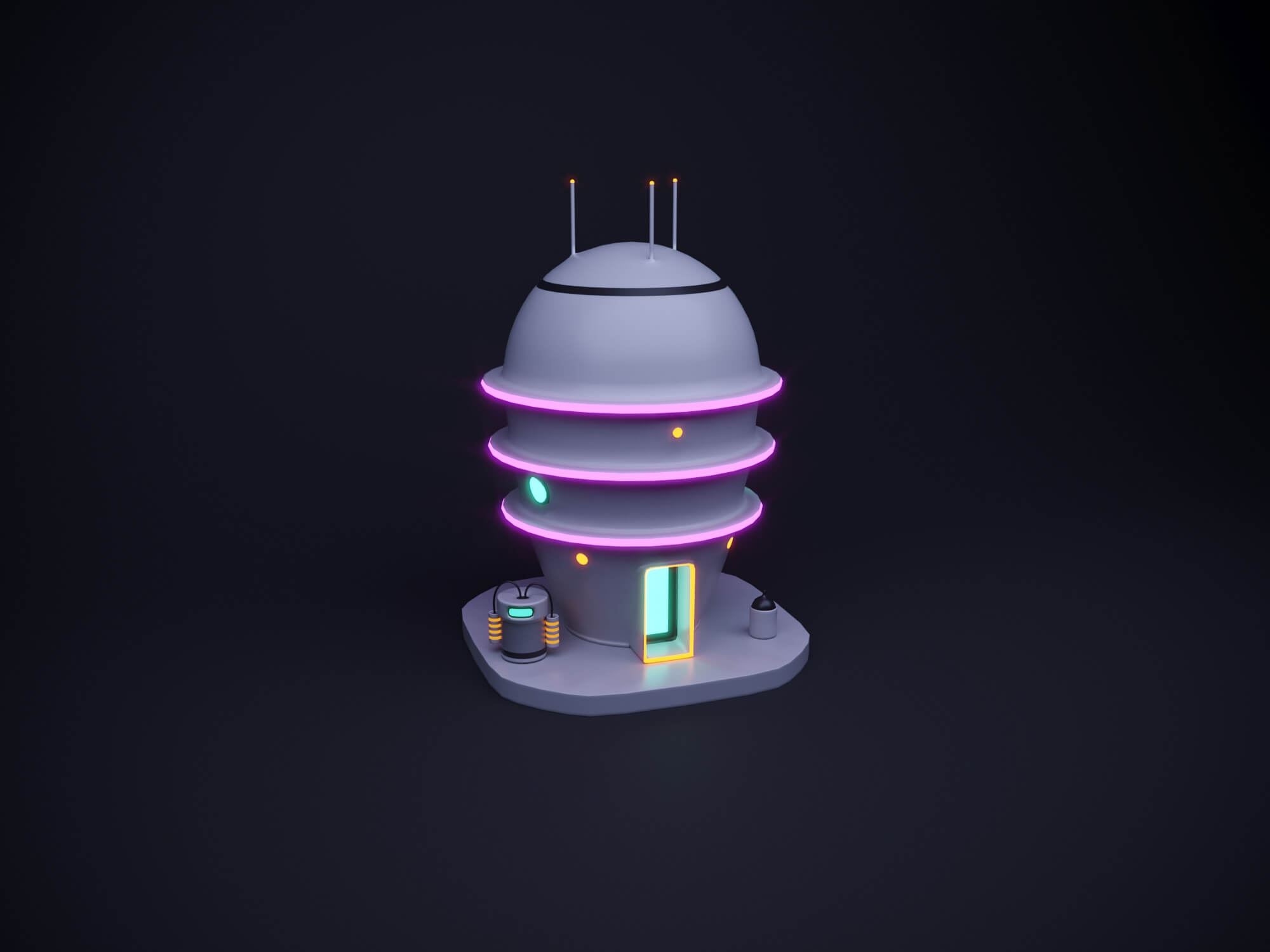 Cute Cartoon Sci-Fi Futuristic Private House 3D Model by malibusan