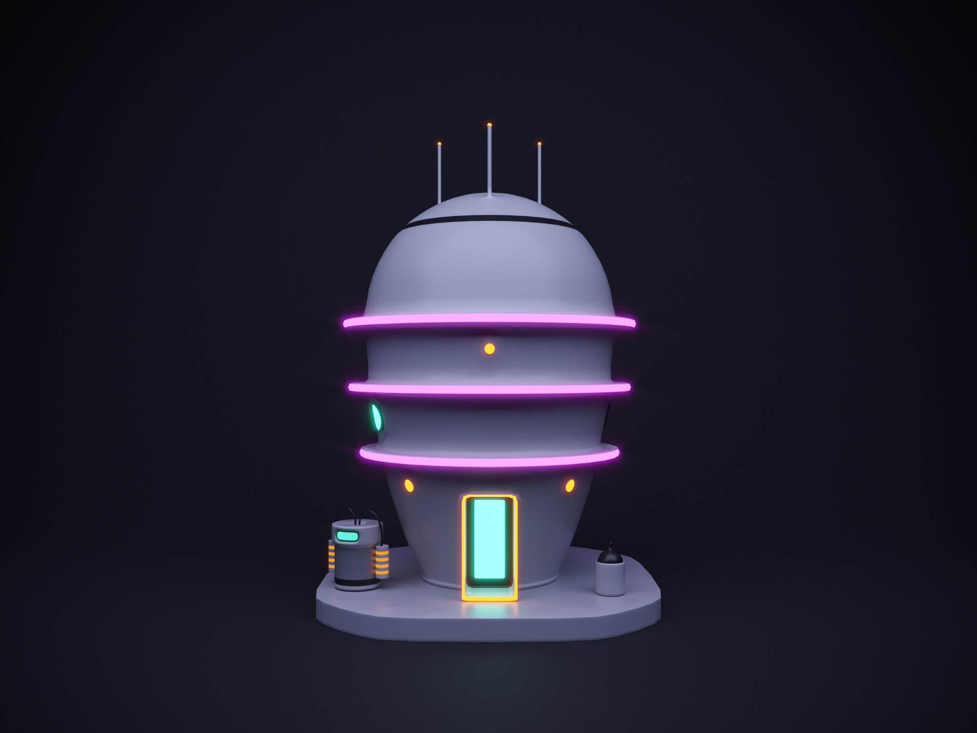 Cute Cartoon Sci-Fi Futuristic Private House 3D Model by malibusan