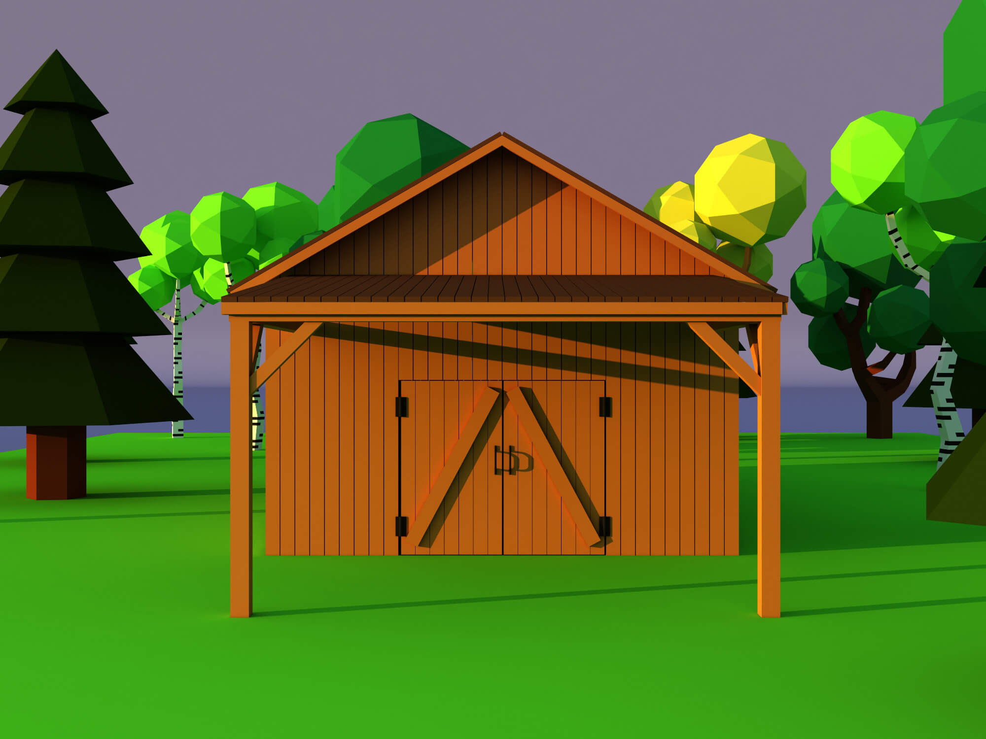 Cute Cartoon Village Wooden Livestock Barn - 3D Model by malibusan