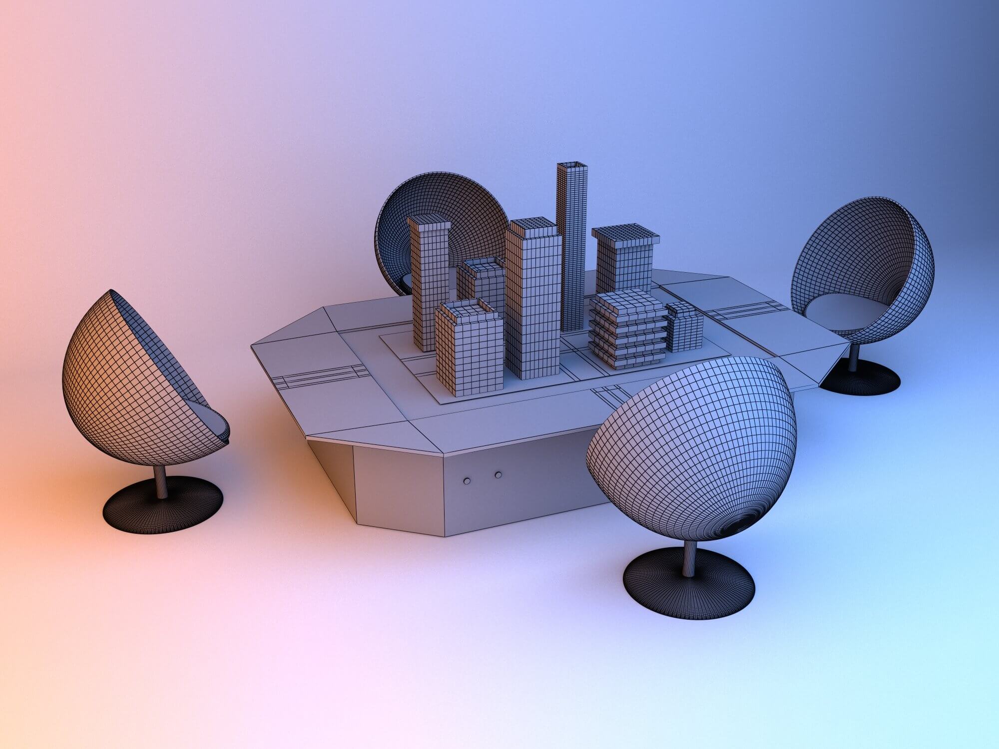 Cyber Futuristic Headquarters Conference Table - 3D Model by malibusan