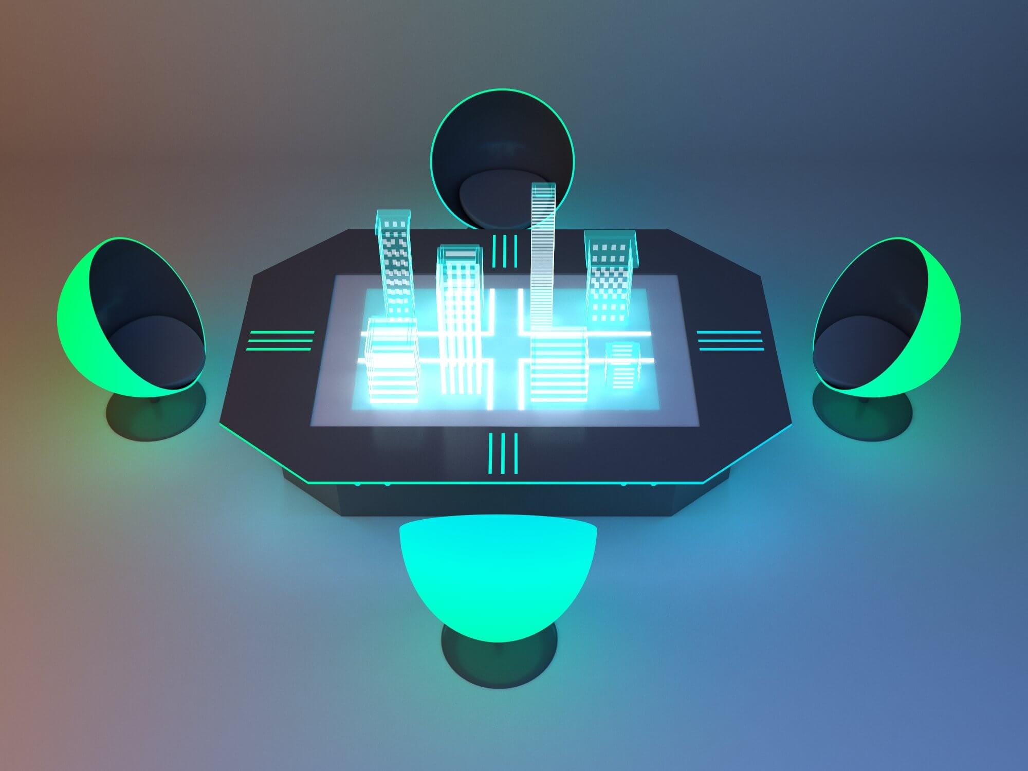 Cyber Futuristic Headquarters Conference Table - 3D Model by malibusan