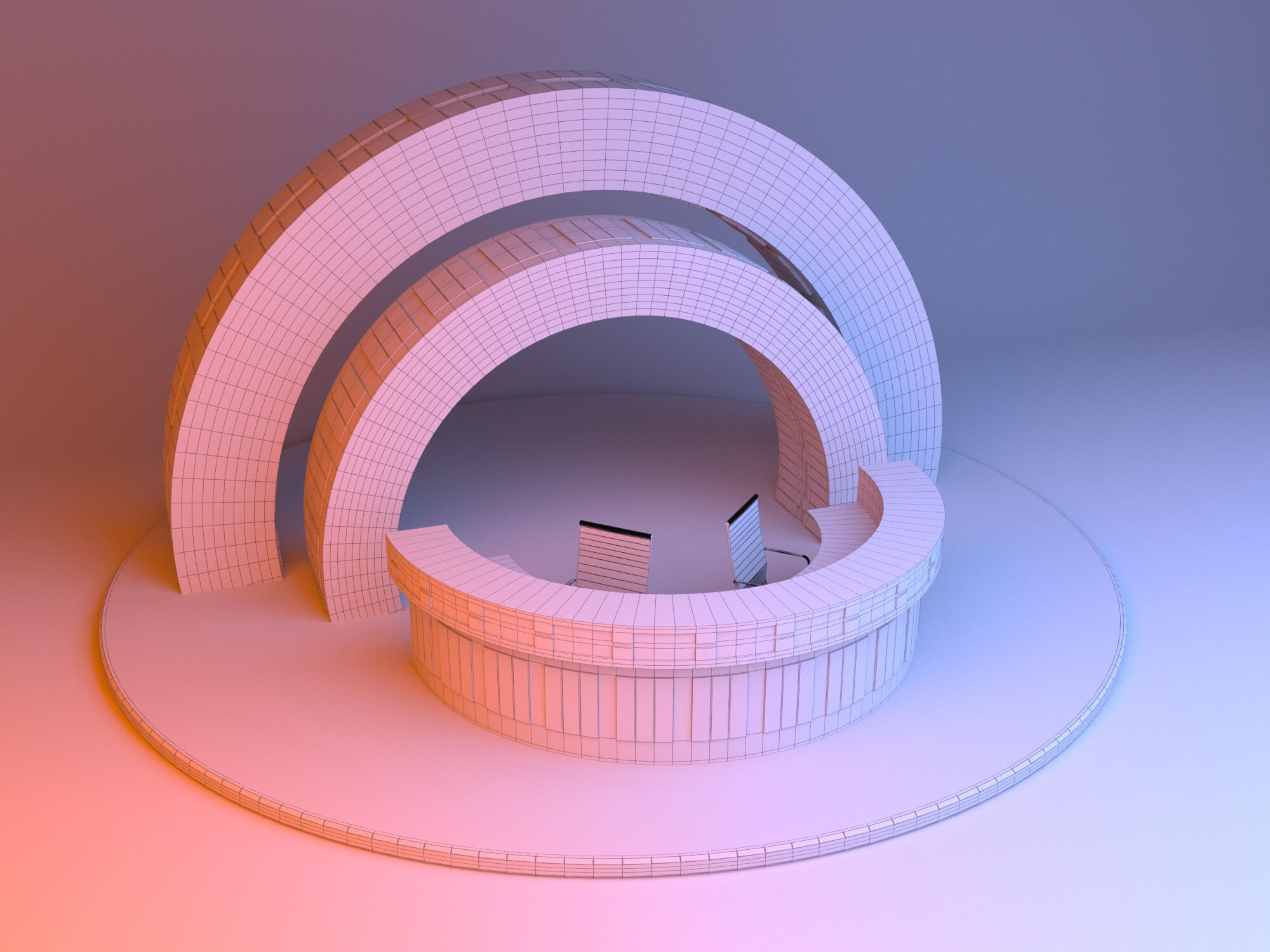 Cyber Sci-Fi Interior Glow Reception Desk 3D Model by malibusan