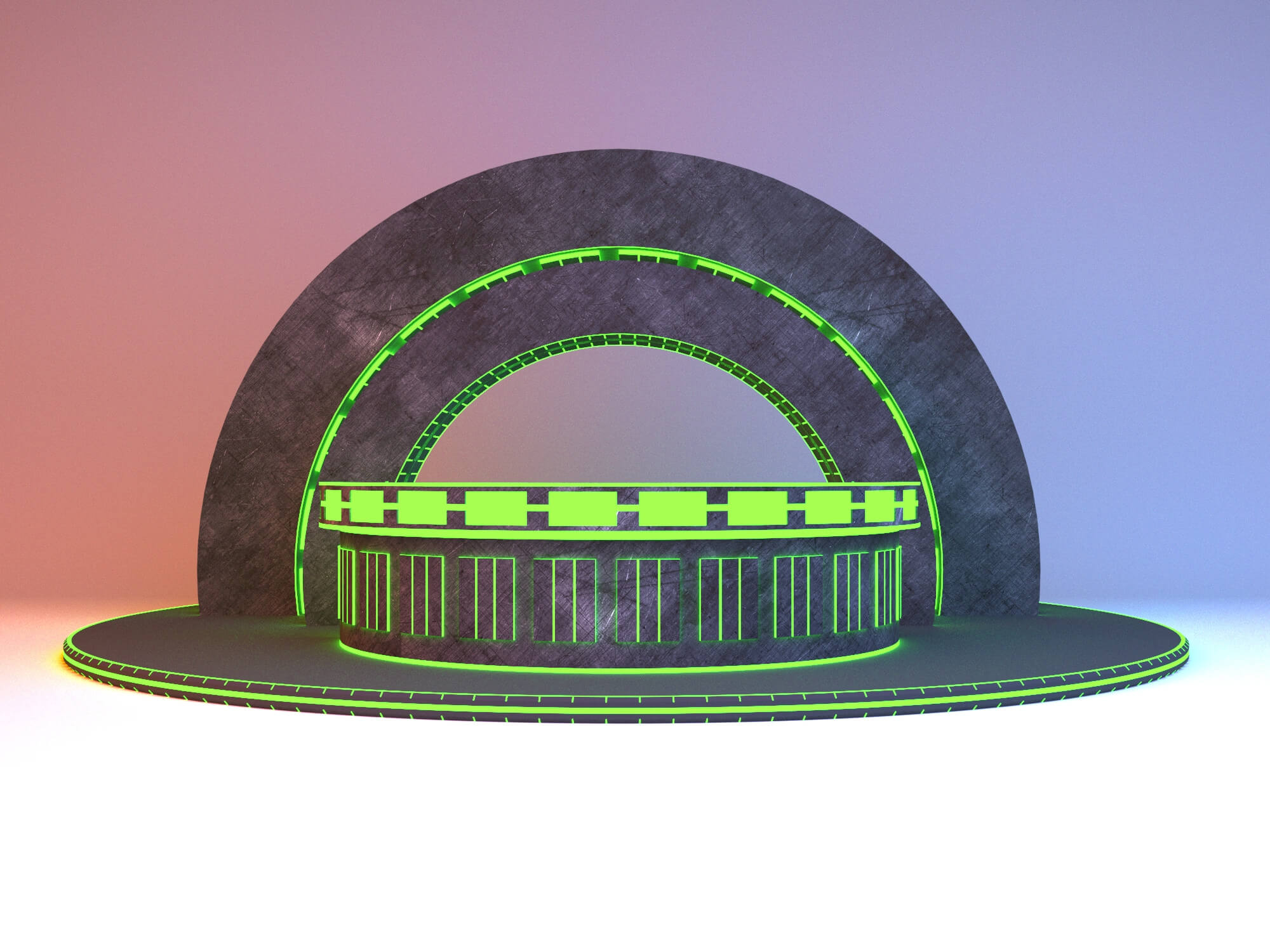 Cyber Sci-Fi Interior Glow Reception Desk 3D Model by malibusan