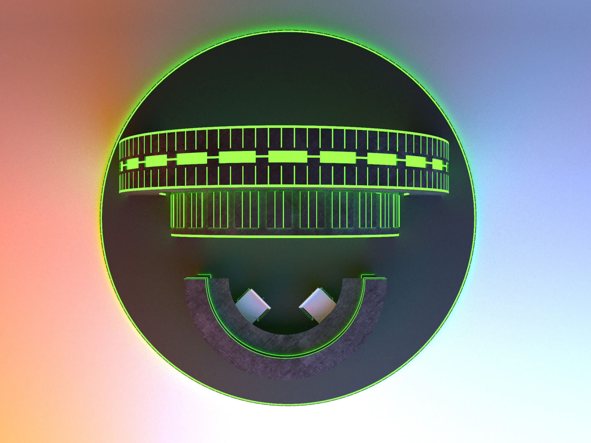 Cyber Sci-Fi Interior Glow Reception Desk 3D Model by malibusan