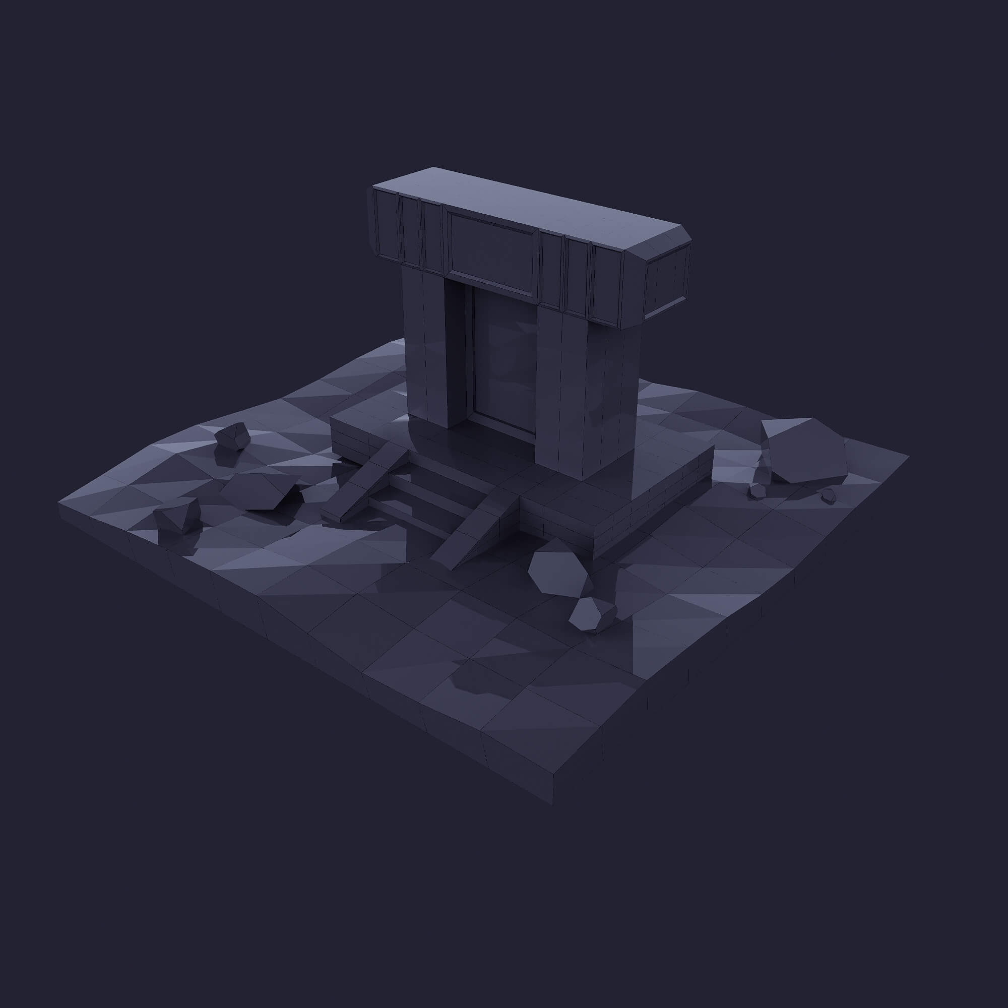 Dark Low Poly Fantasy Set Model by malibusan