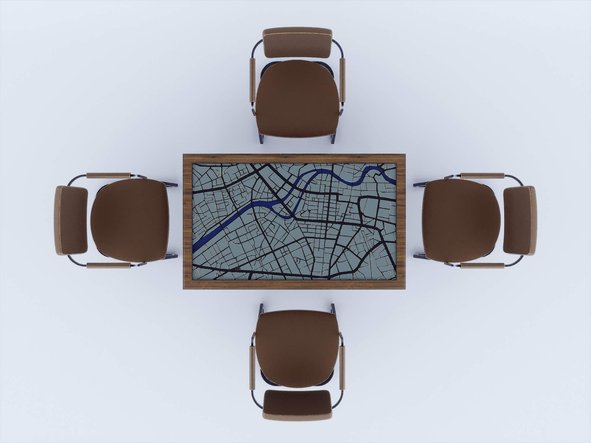 Furniture Office Table With Map - 3D Model by malibusan